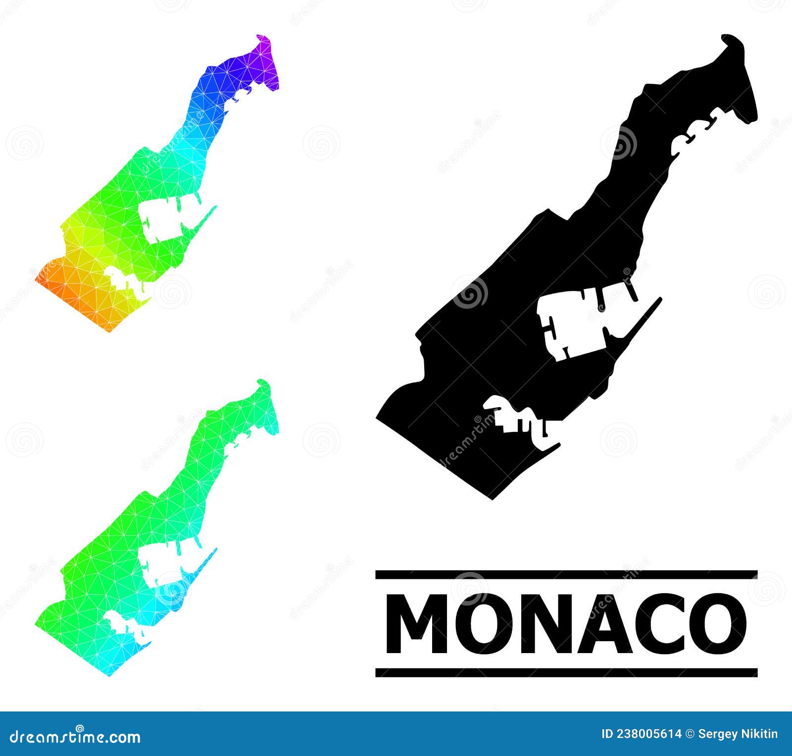 Polygonal Spectral Colored Map of Monaco with Diagonal Gradient Stock ...
