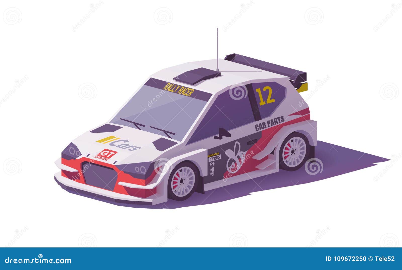 Vector Low Poly Rally Racing Car Stock Vector - Illustration of rallye ...