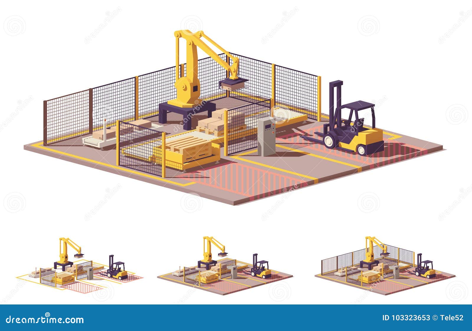 Vector Low Poly Robotic Palletizing Cell Stock Vector - Illustration of ...