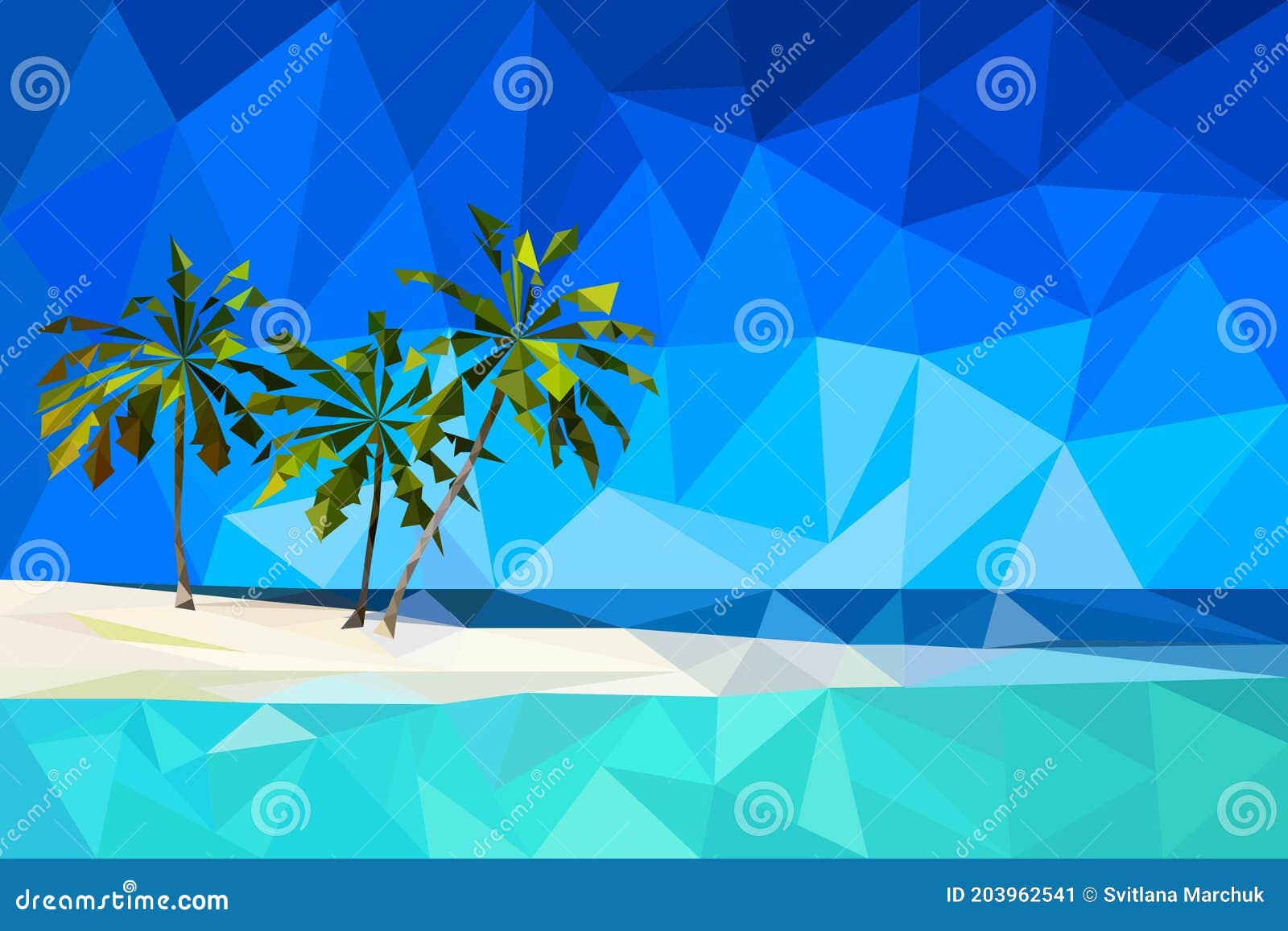 Vector Low Poly Sea and Palm Stock Vector - Illustration of tree ...