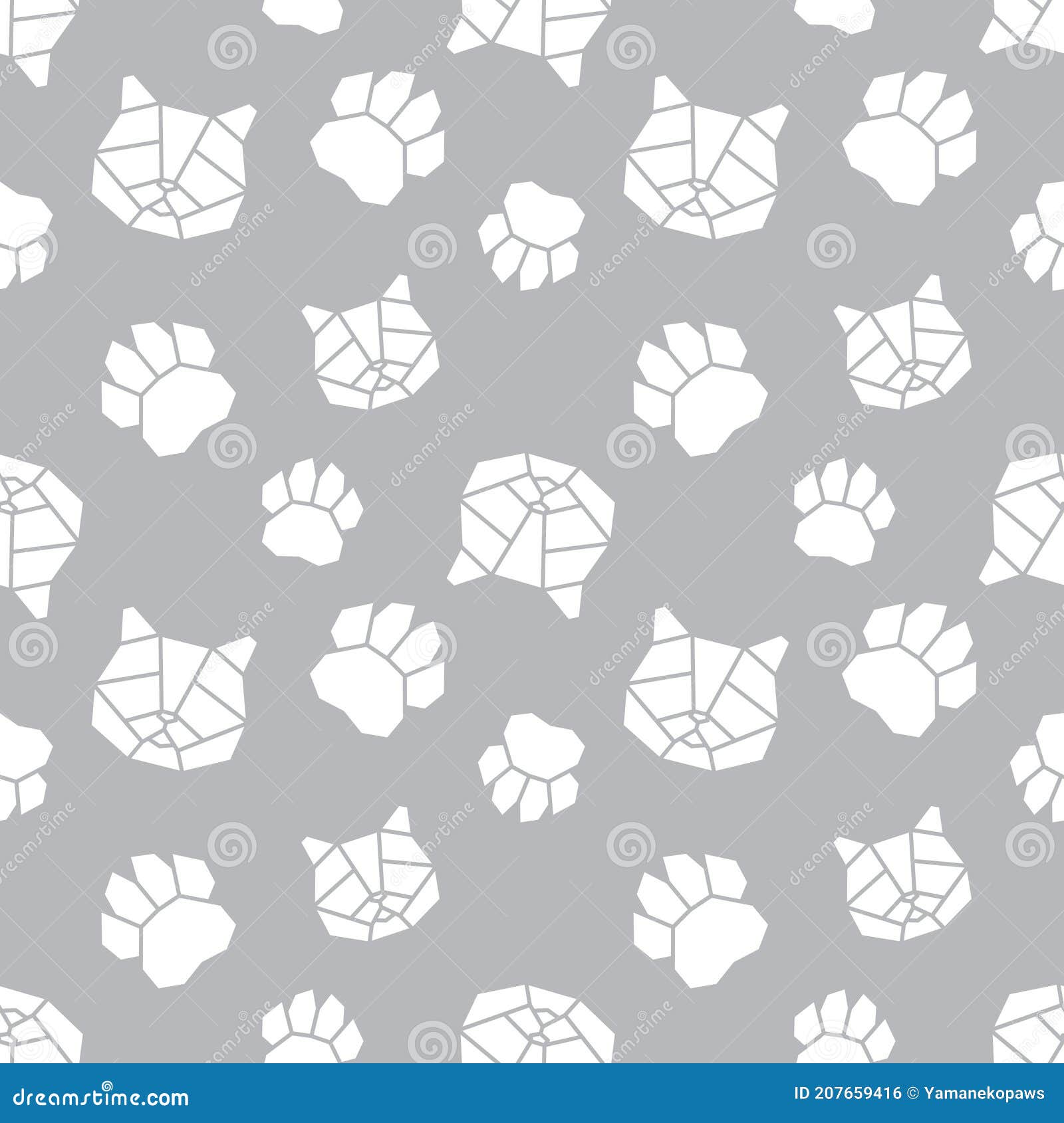 Vector Low Poly Seamless Pattern with Cat Head Stock Vector ...
