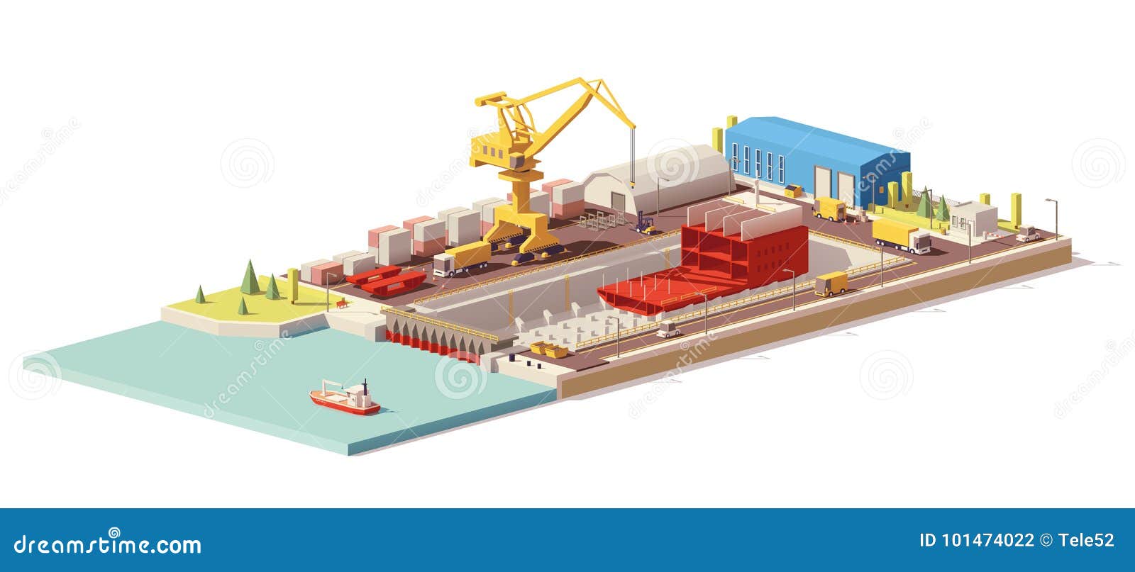 Vector Low Poly Ship Construction in Dry Dock Stock Vector ...