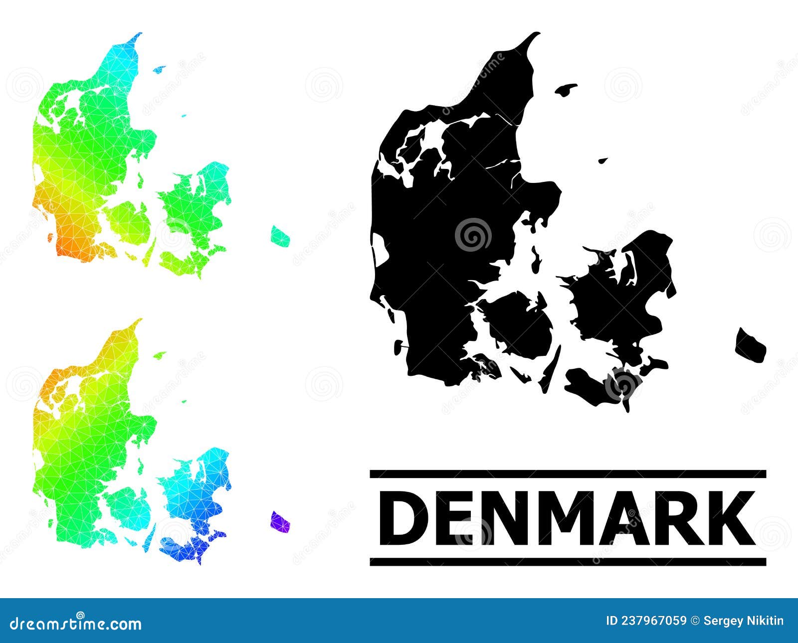 Polygonal Spectral Colored Map of Denmark with Diagonal Gradient Stock ...