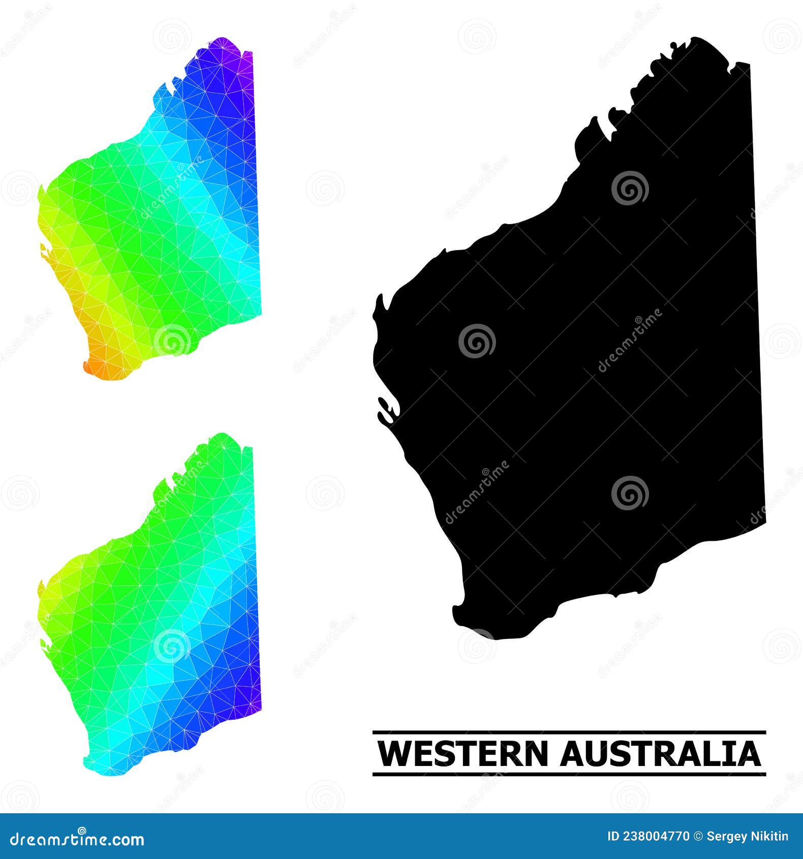Lowpoly Spectral Colored Map of Western Australia with Diagonal ...