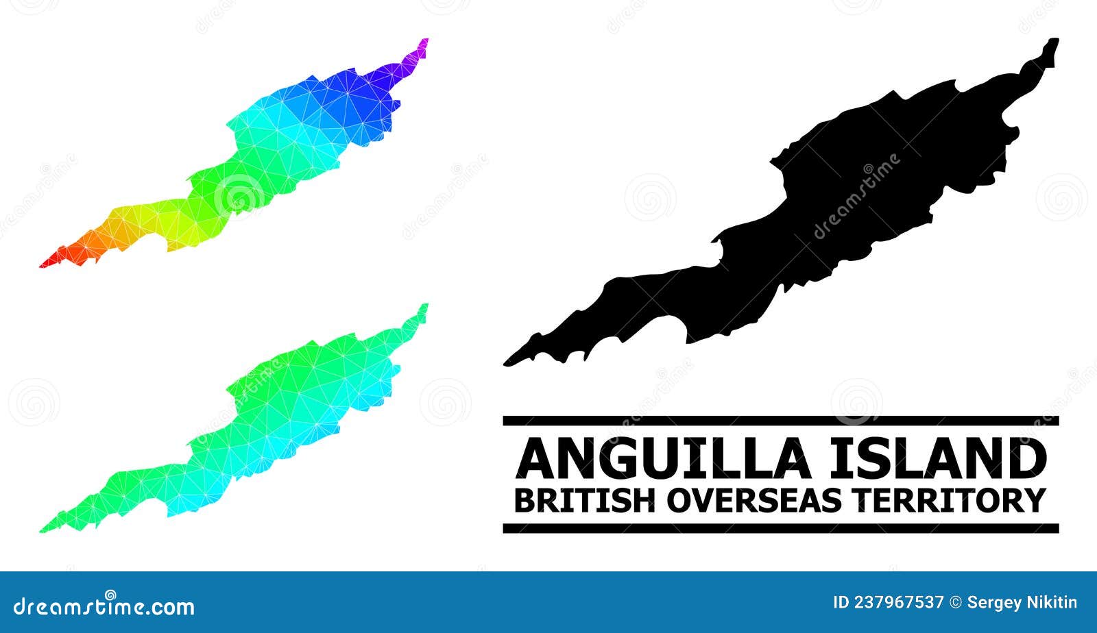 Lowpoly Spectrum Map of Anguilla Island with Diagonal Gradient Stock ...