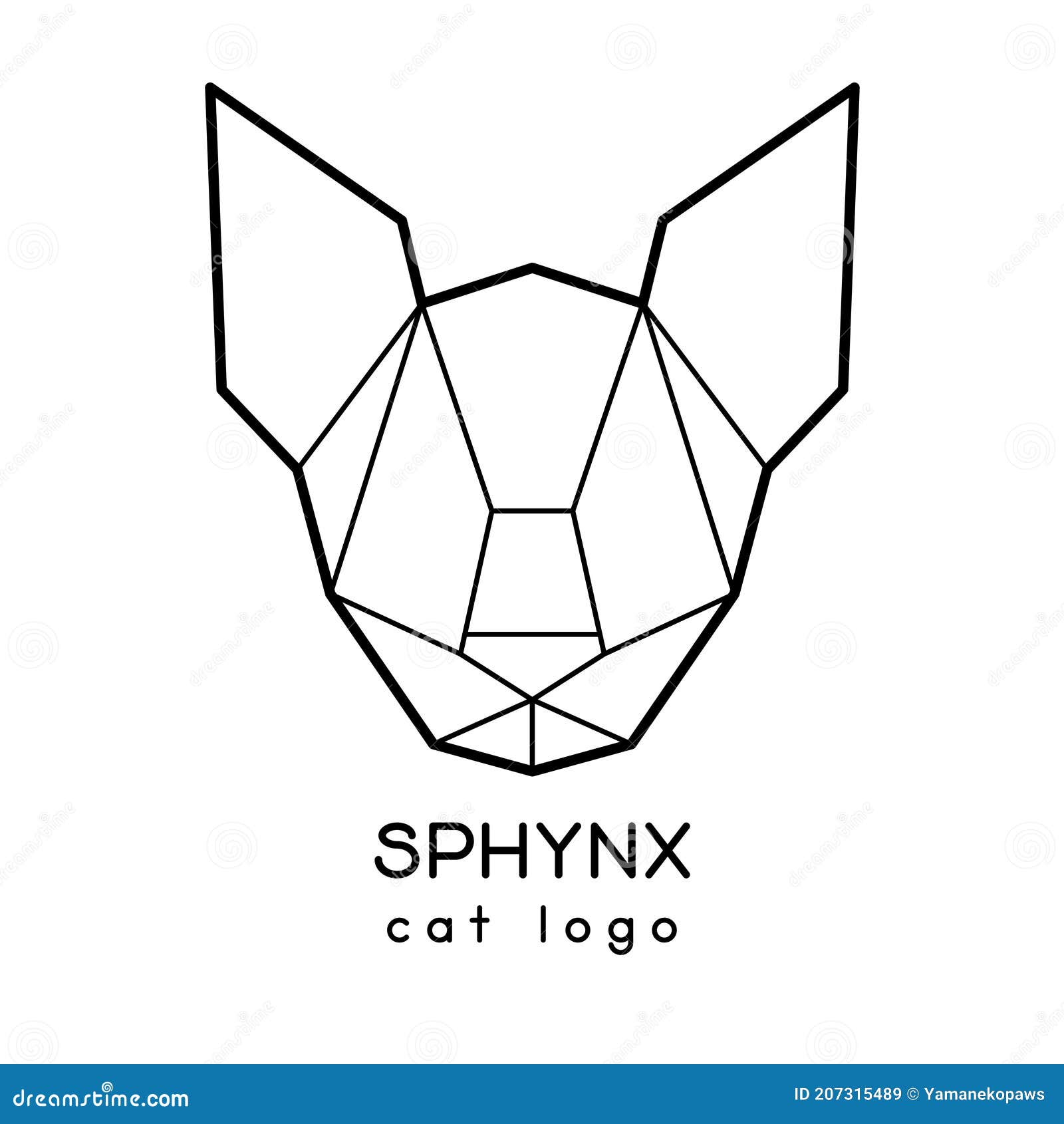 Vector Low Poly Sphynx Cat Face Logo Design Stock Vector - Illustration ...