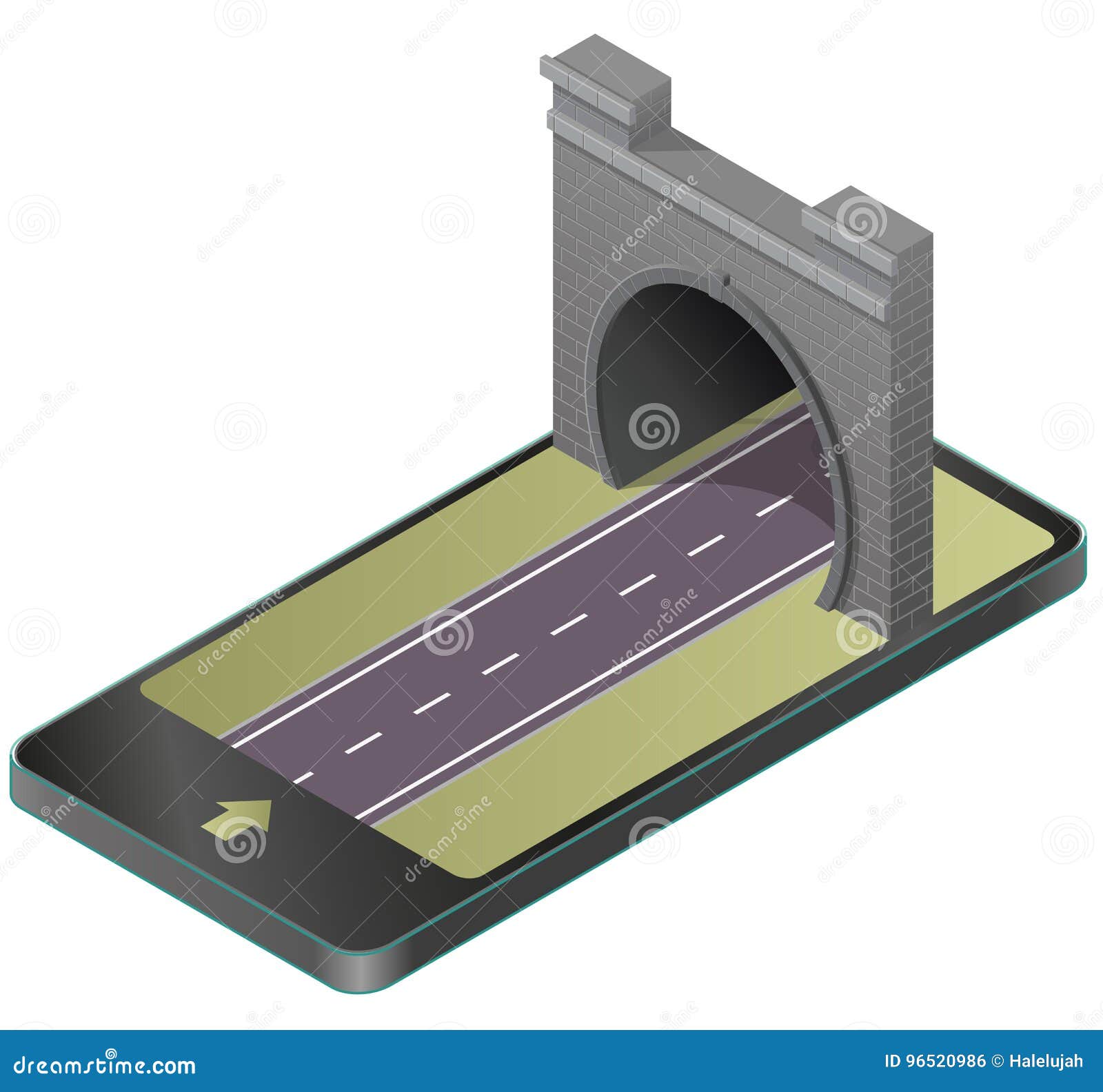 Vector Low Poly Stone Tunnel with Asphalt Road in Mobile Phone in ... Vector Low Poly Stone Tunnel with Asphalt Road in Mobile Phone in ...