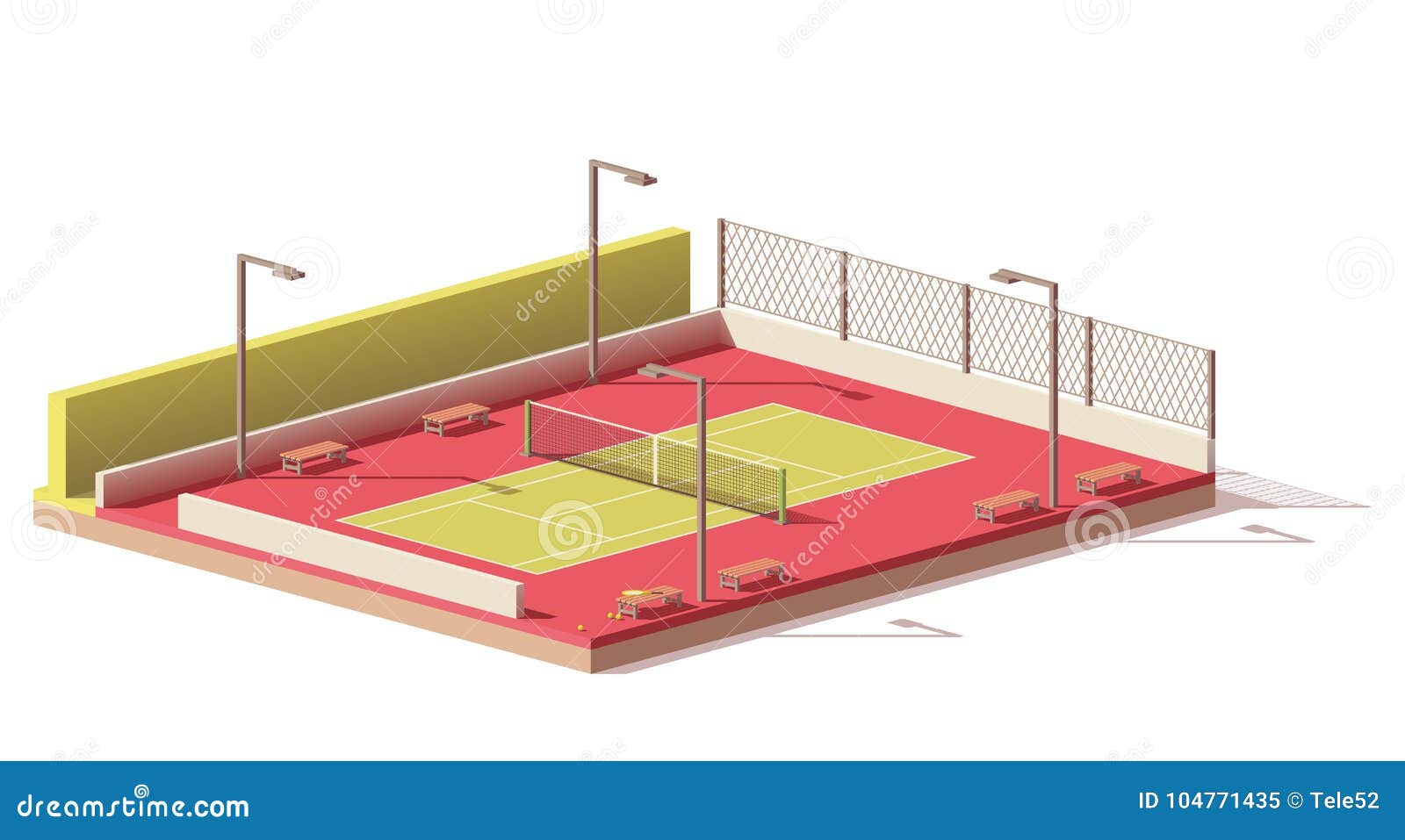 Vector Low Poly Tennis Court Stock Vector - Illustration of outdoor ...