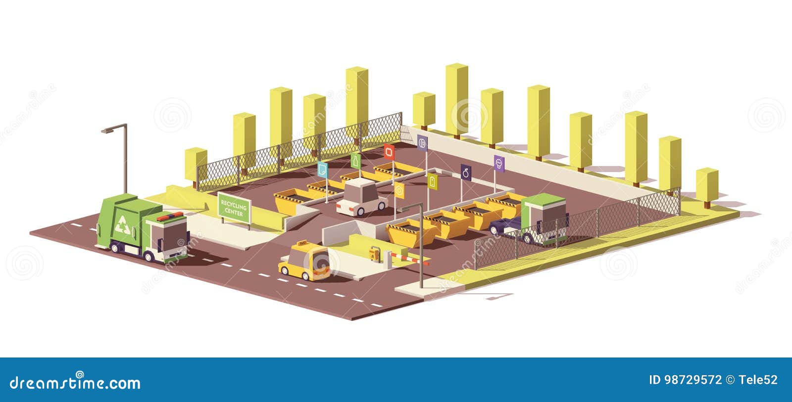 Vector Low Poly Waste Collection Center Stock Vector - Illustration of ...
