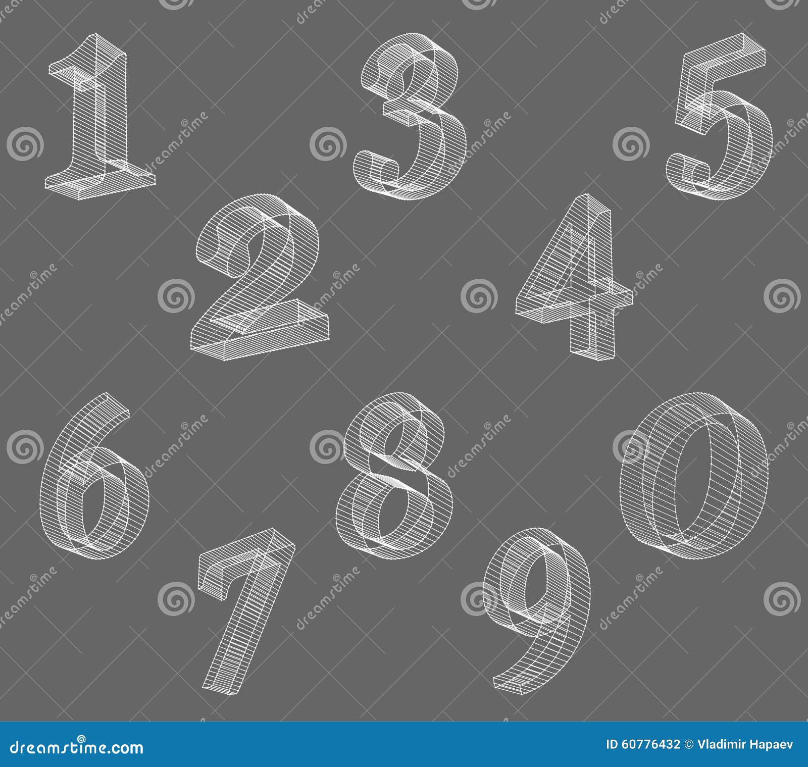 Vector Low Poly (wired) Numbers Font. Set Polygon Number Alphabet ...