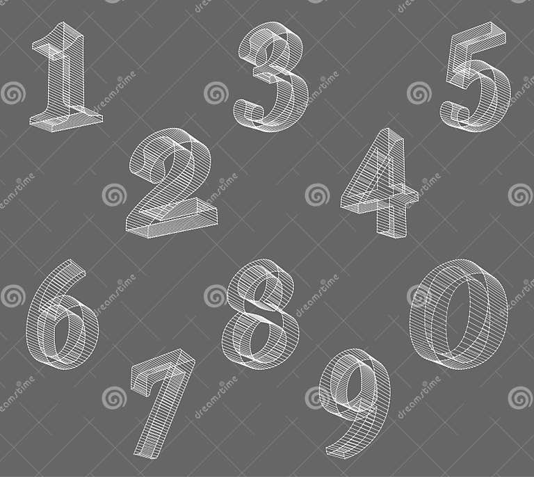 Vector Low Poly (wired) Numbers Font. Set Polygon Number Alphabet ...