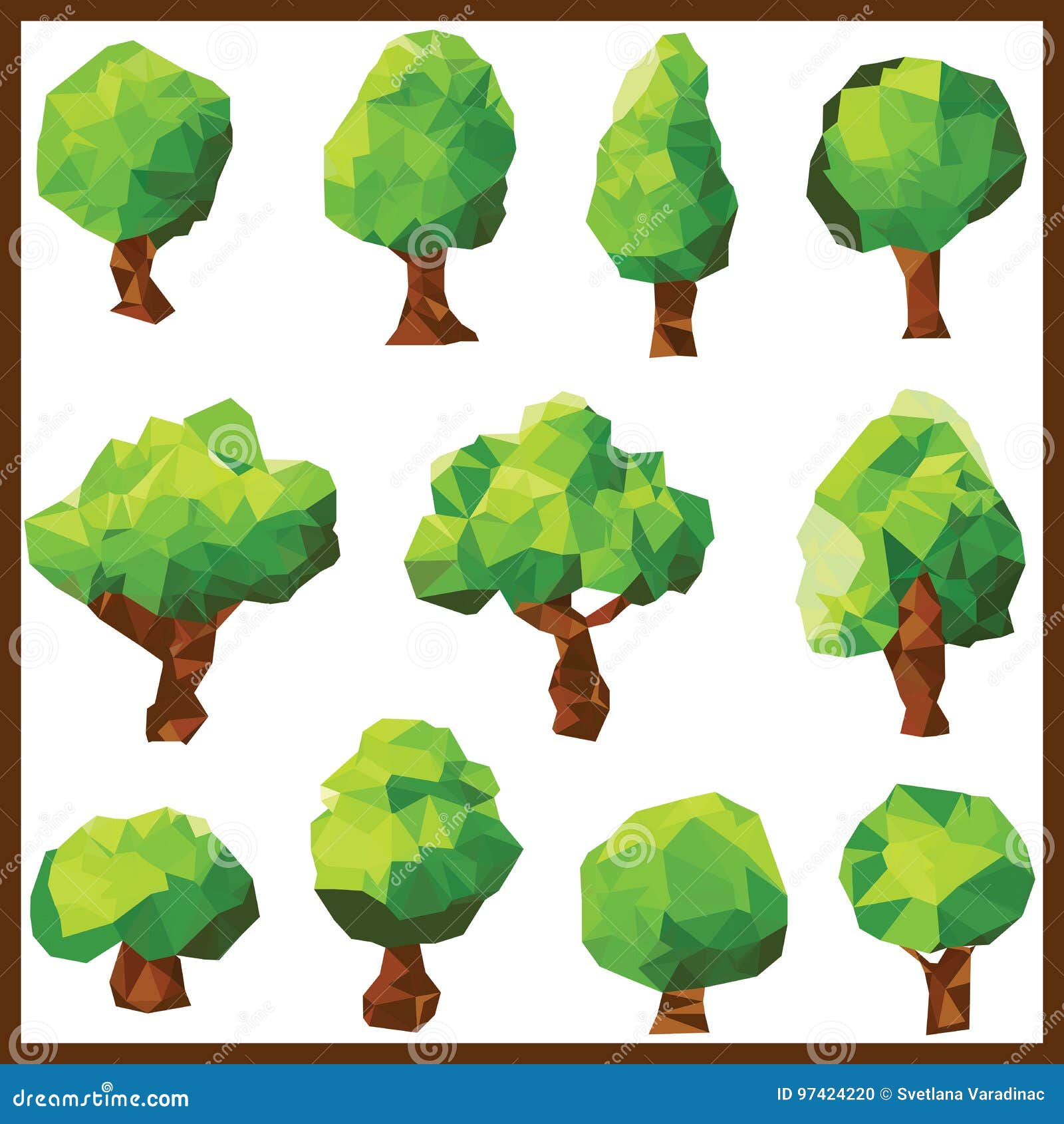 Vector Low Polygon Green Trees Stock Vector - Illustration of ecology ...