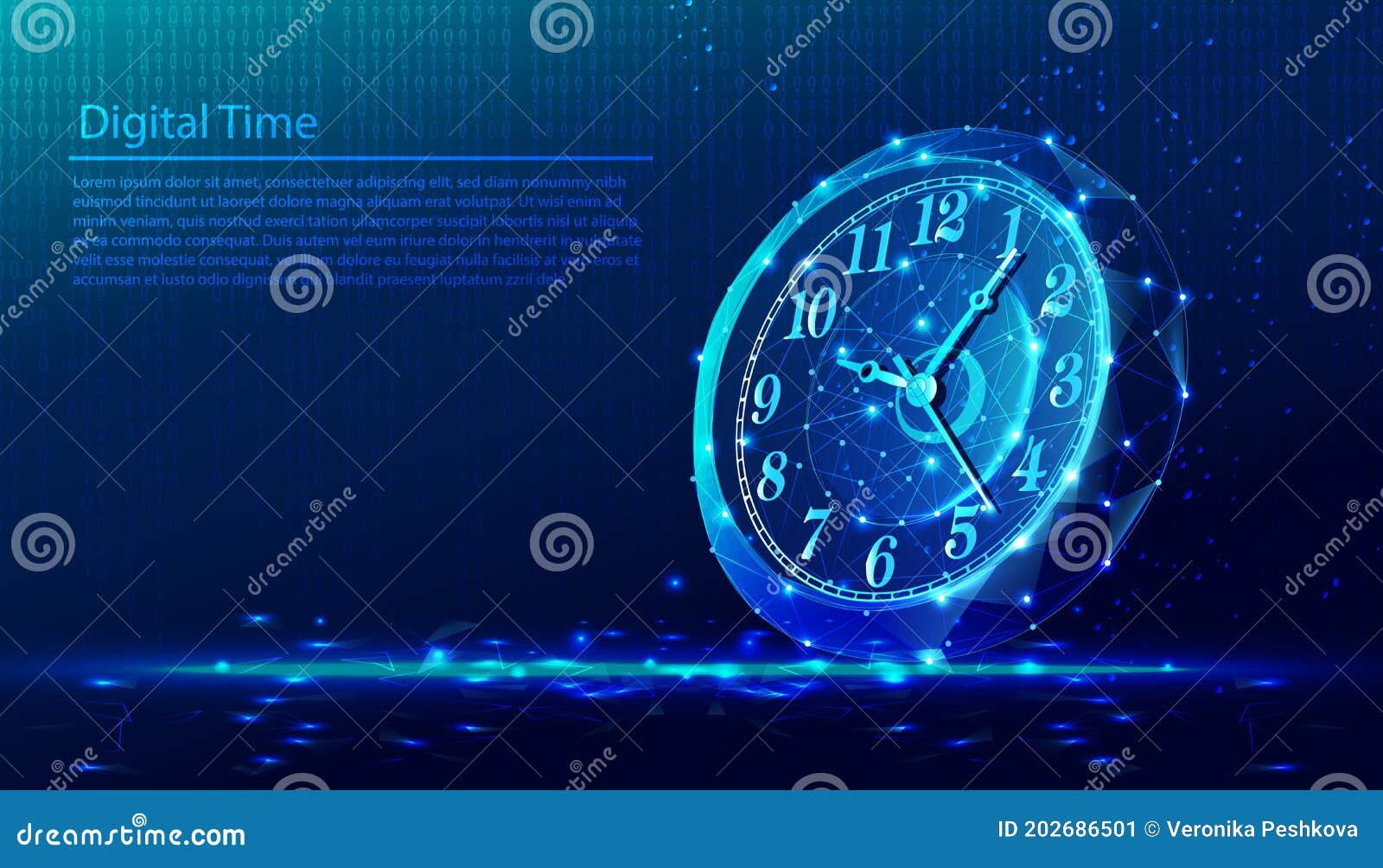 Vector Low Polygonal Background of Time, Round Watch Stock Illustration ...