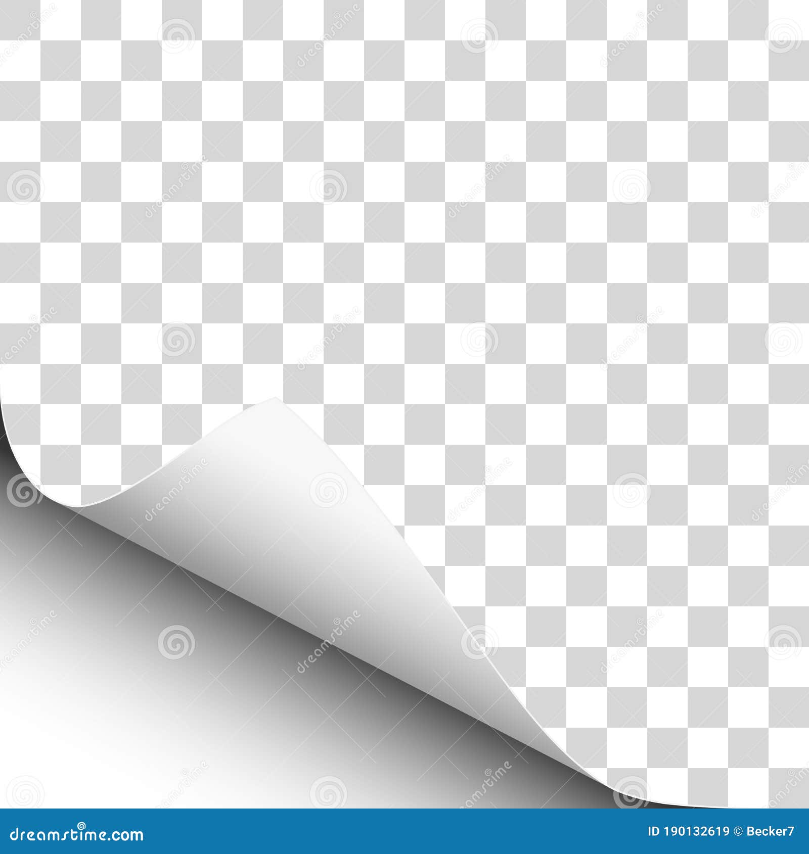 Vector Lower Left Curl of Corner of Transparent Sheet of Paper Stock ...