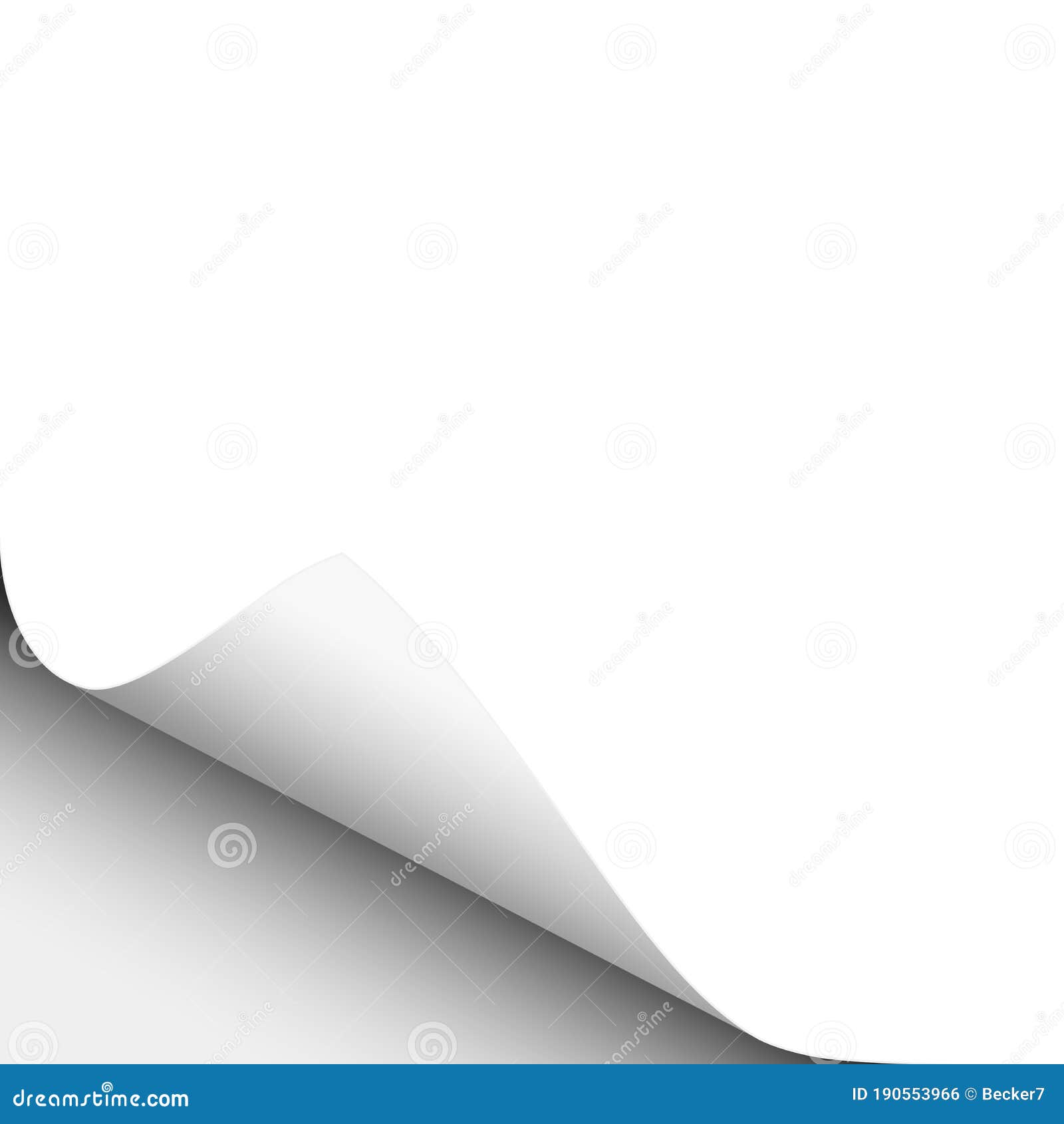 Vector Lower Left Curl of Corner of White Sheet of Paper Stock Vector ...