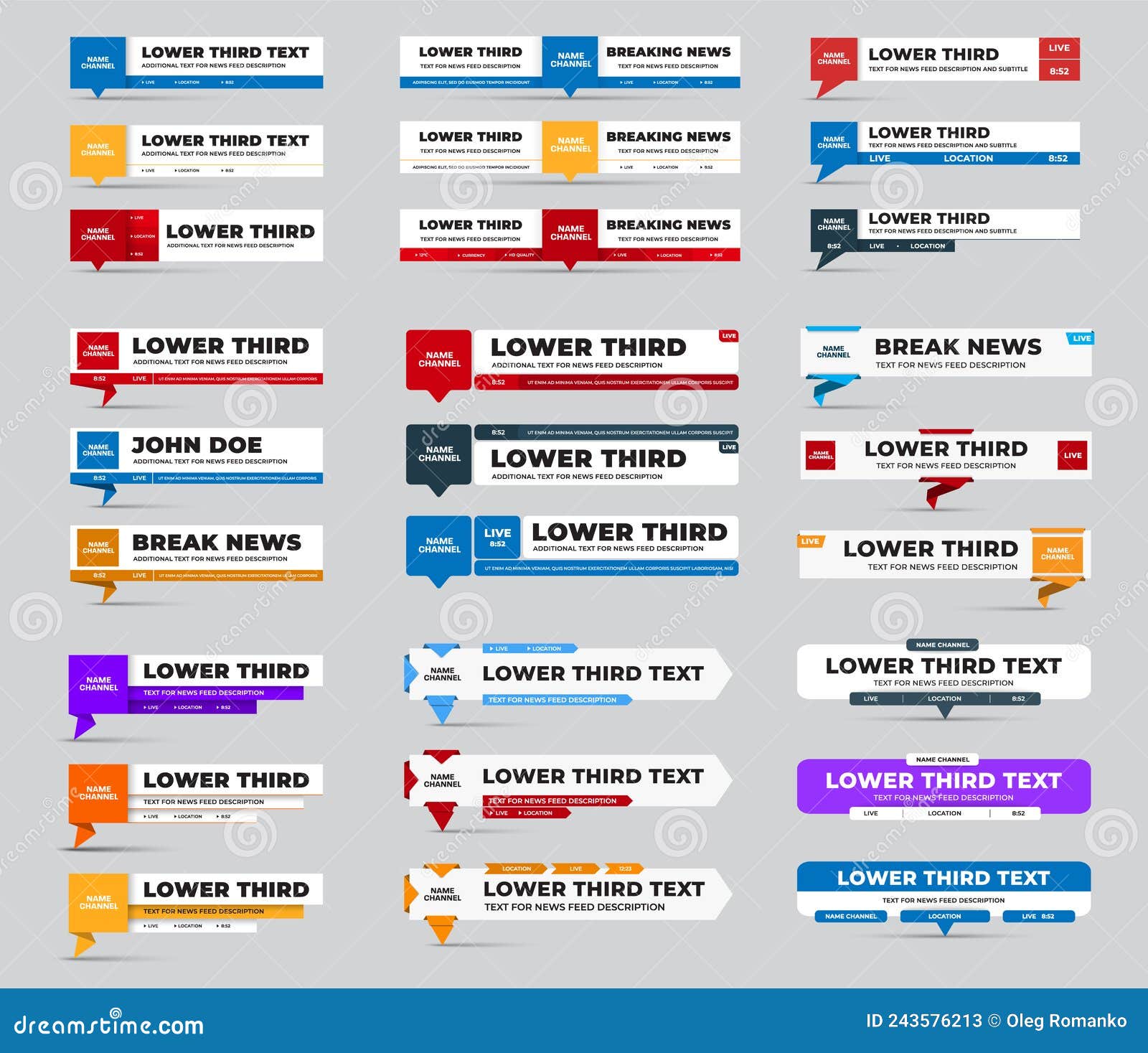 Vector Lower Third with News Feed, Dashboard for Name, Channel, Title ...