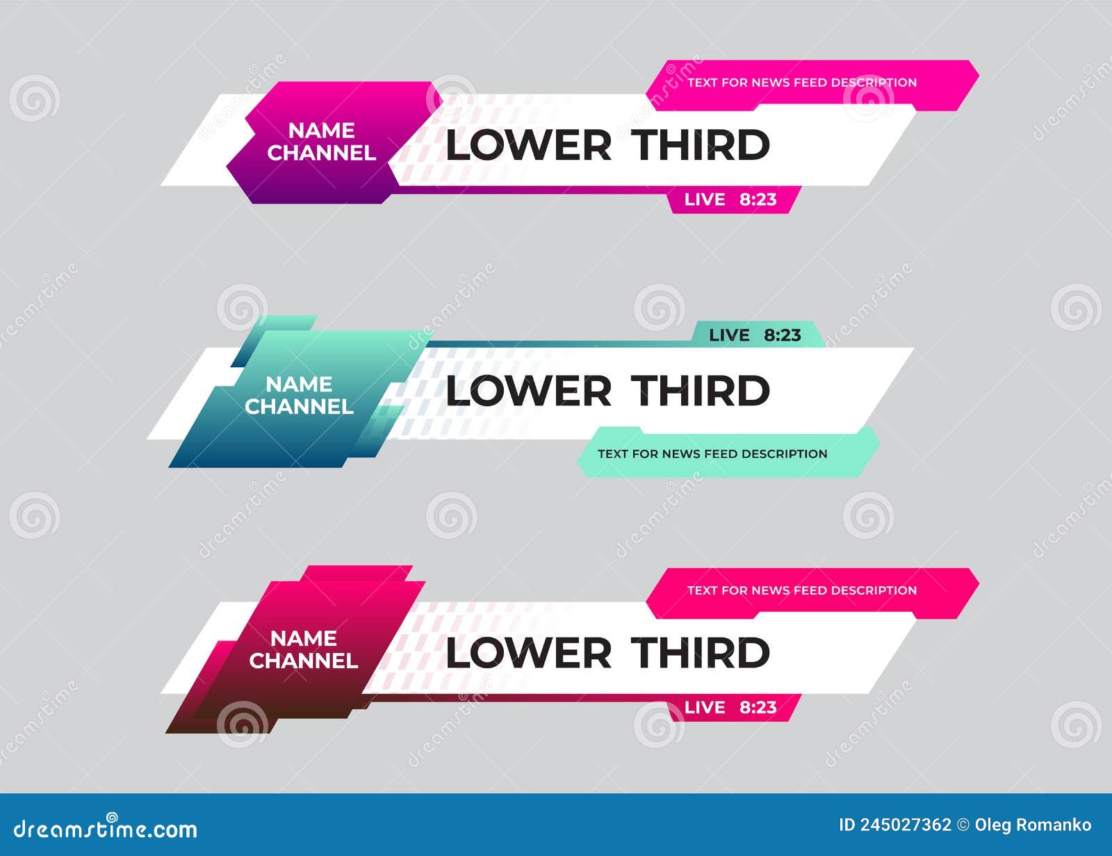 Vector Lower Third of Screen for Headlines, for Name, Channel, Title ...