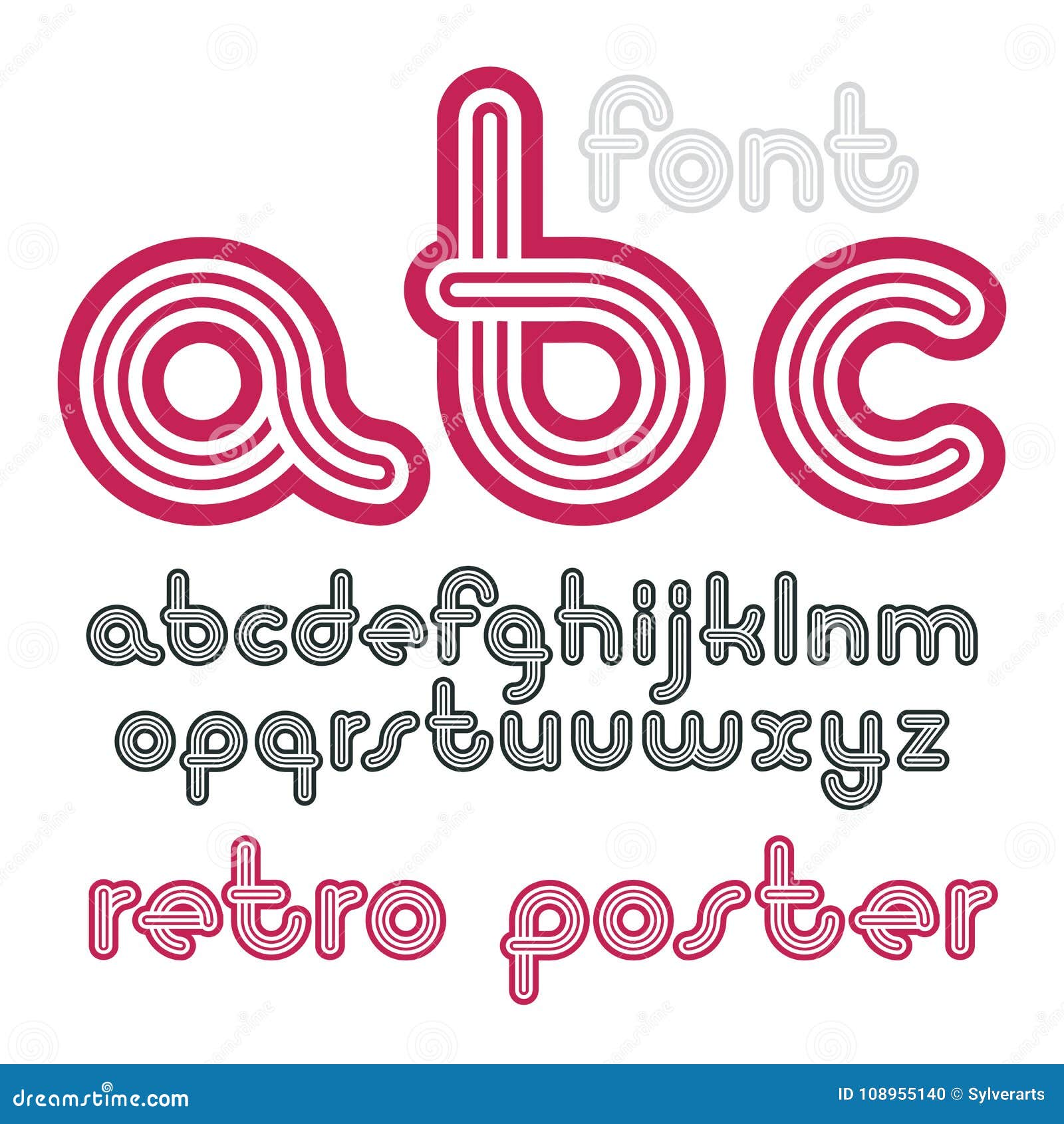 Vector Lowercase Funky Disco Alphabet Letters Set. Trendy Font, Stock ...