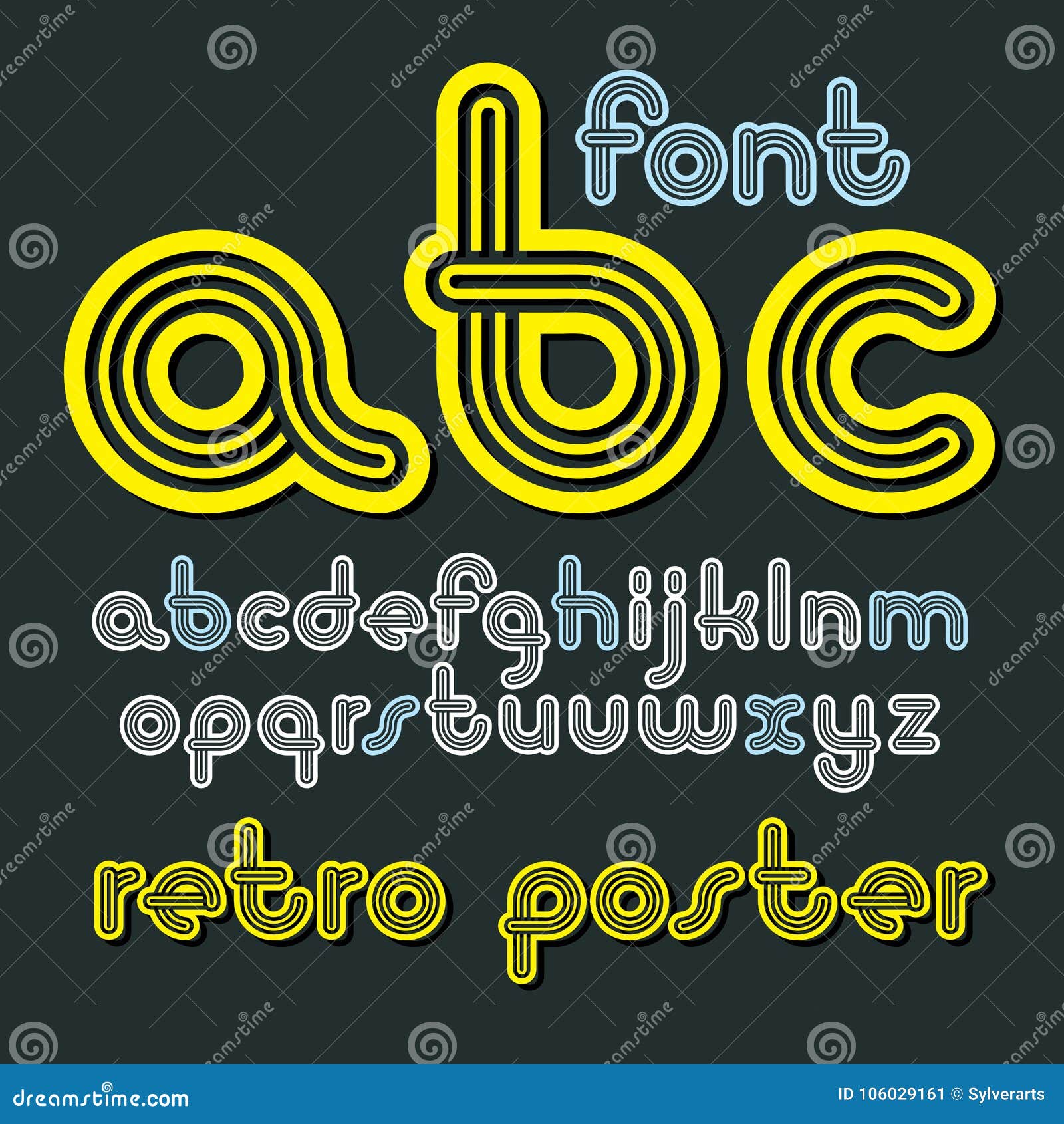 Vector Lowercase Funky Disco Alphabet Letters Set. Trendy Font, Stock ...