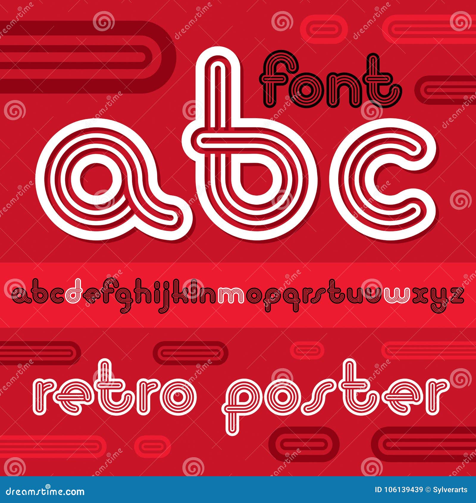 Vector Lowercase Funky Disco Alphabet Letters Set. Trendy Font, Stock ...