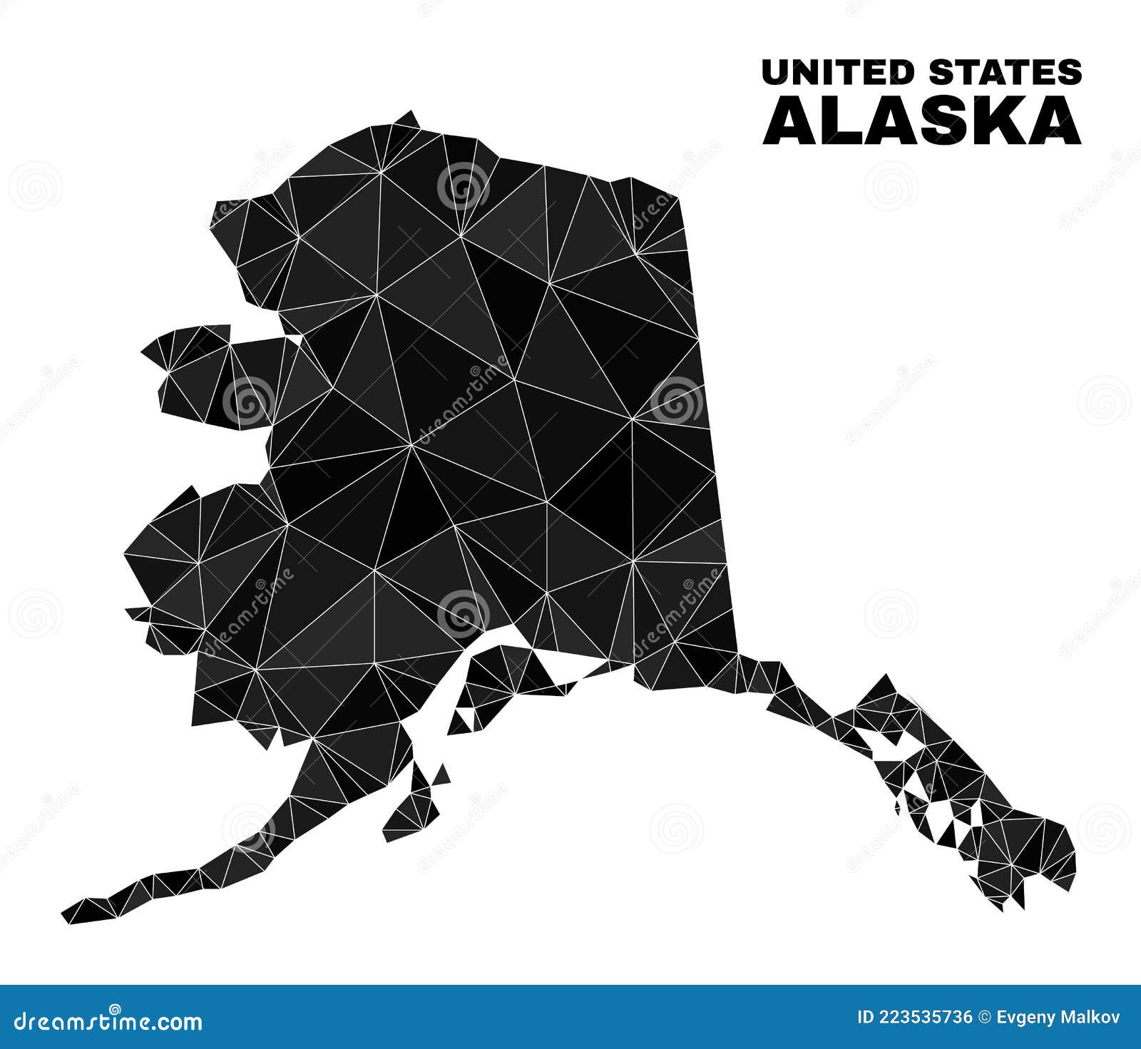Vector Lowpoly Alaska Map stock vector. Illustration of land - 223535736