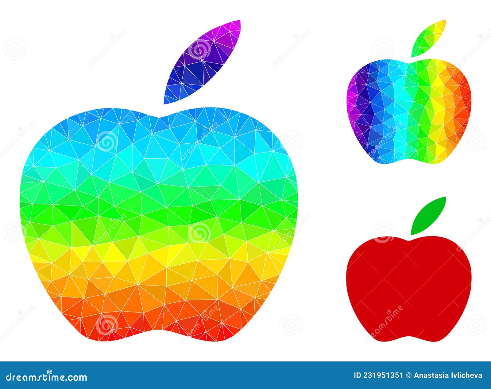 Vector Lowpoly Apple Icon with Rainbow Gradient Stock Vector ...