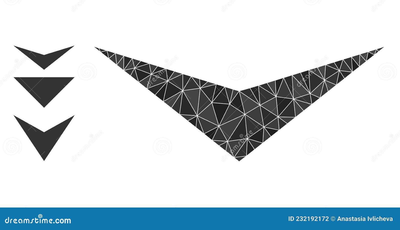 Vector Lowpoly Arrowhead Down Icon with Similar Icons Stock Vector ...