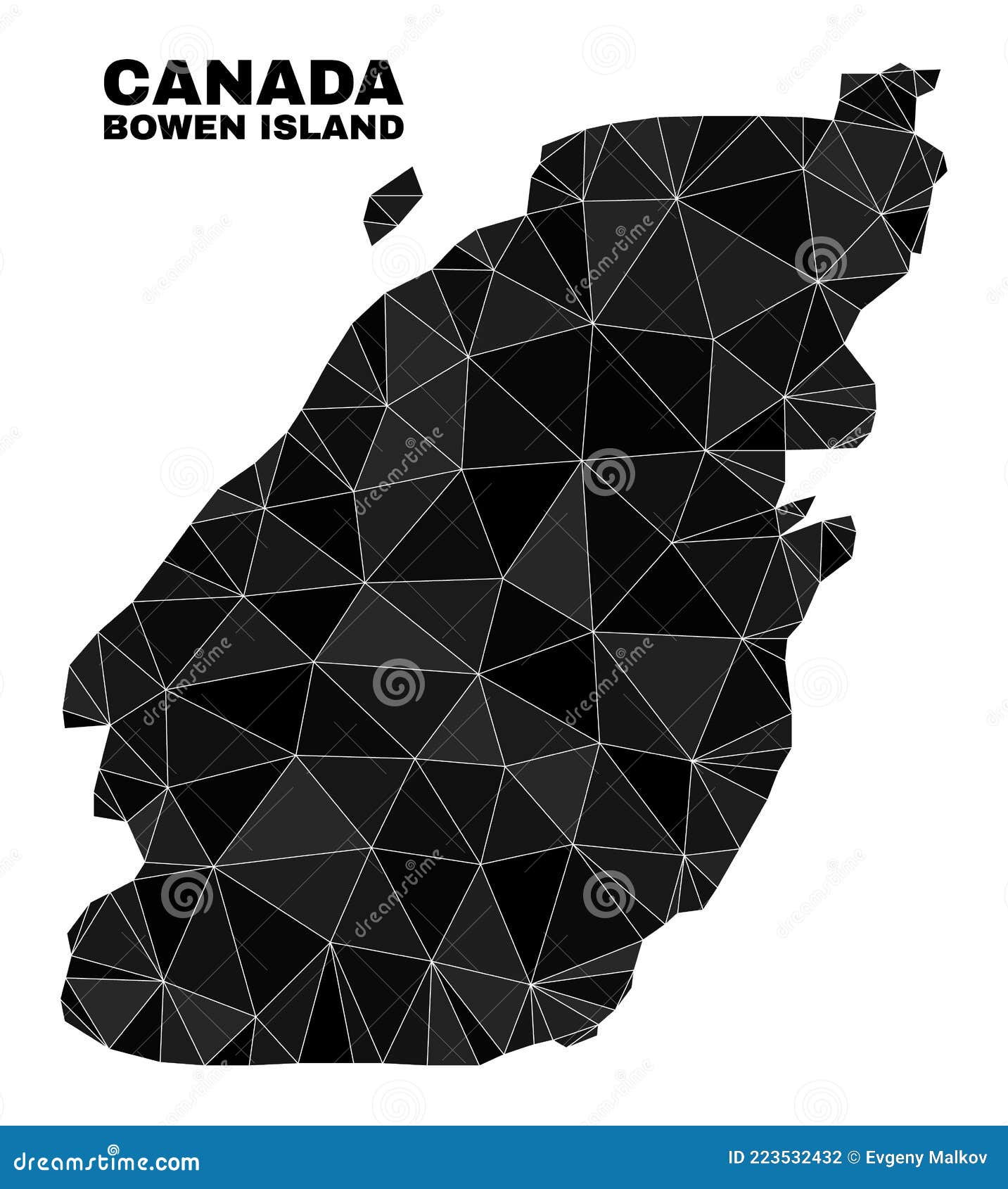 Vector Lowpoly Bowen Island Map Stock Vector - Illustration of island ...