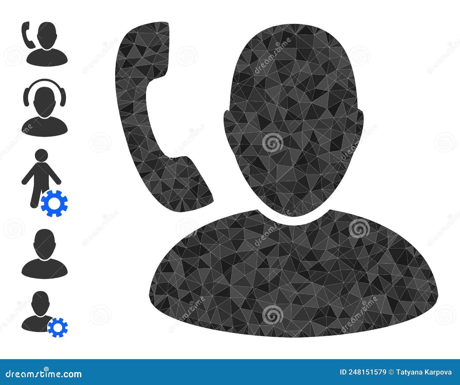Vector Lowpoly Call Manager Icon and Additional Icons Stock Vector ...