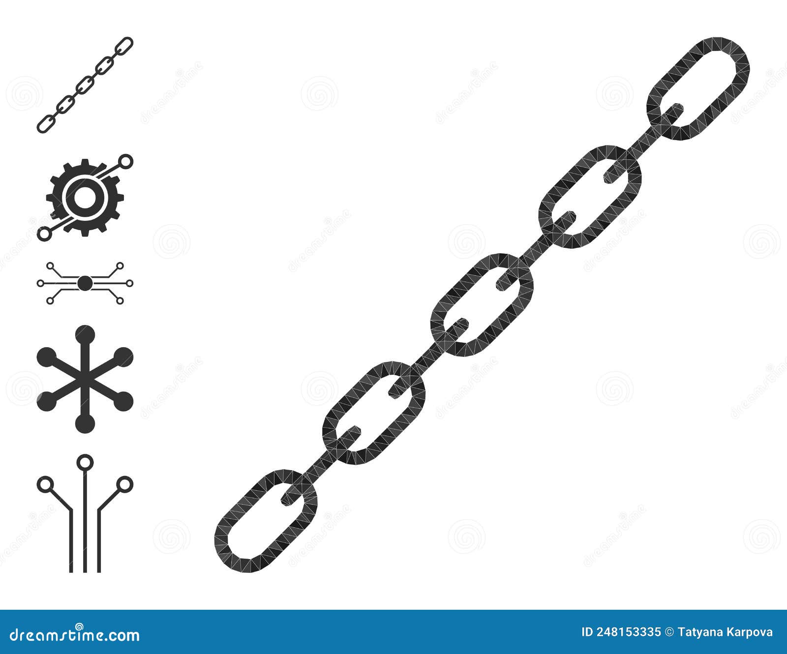Vector Lowpoly Chain Icon and Additional Icons Stock Vector ...