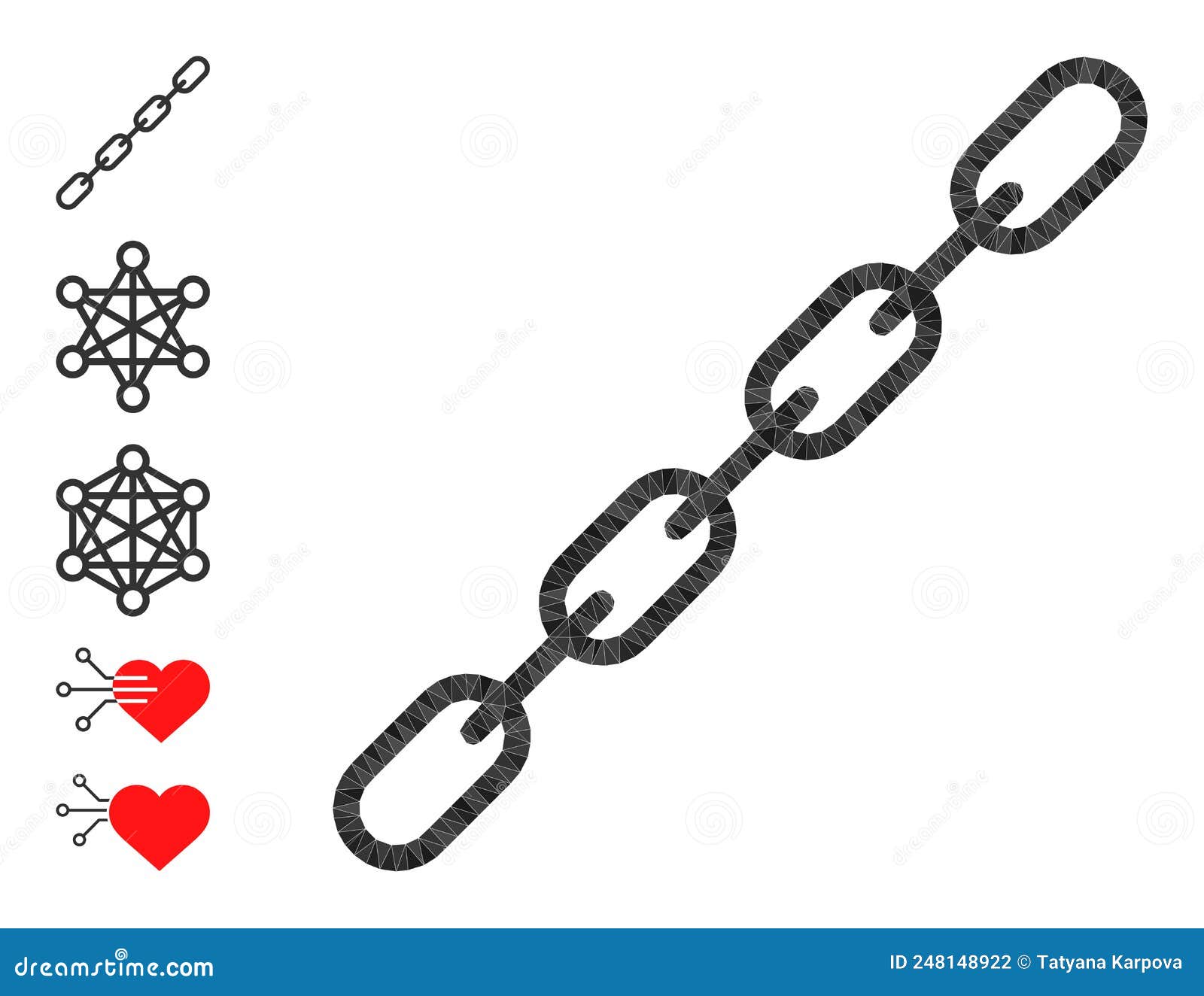 Vector Lowpoly Chain Icon and Additional Icons Stock Vector ...