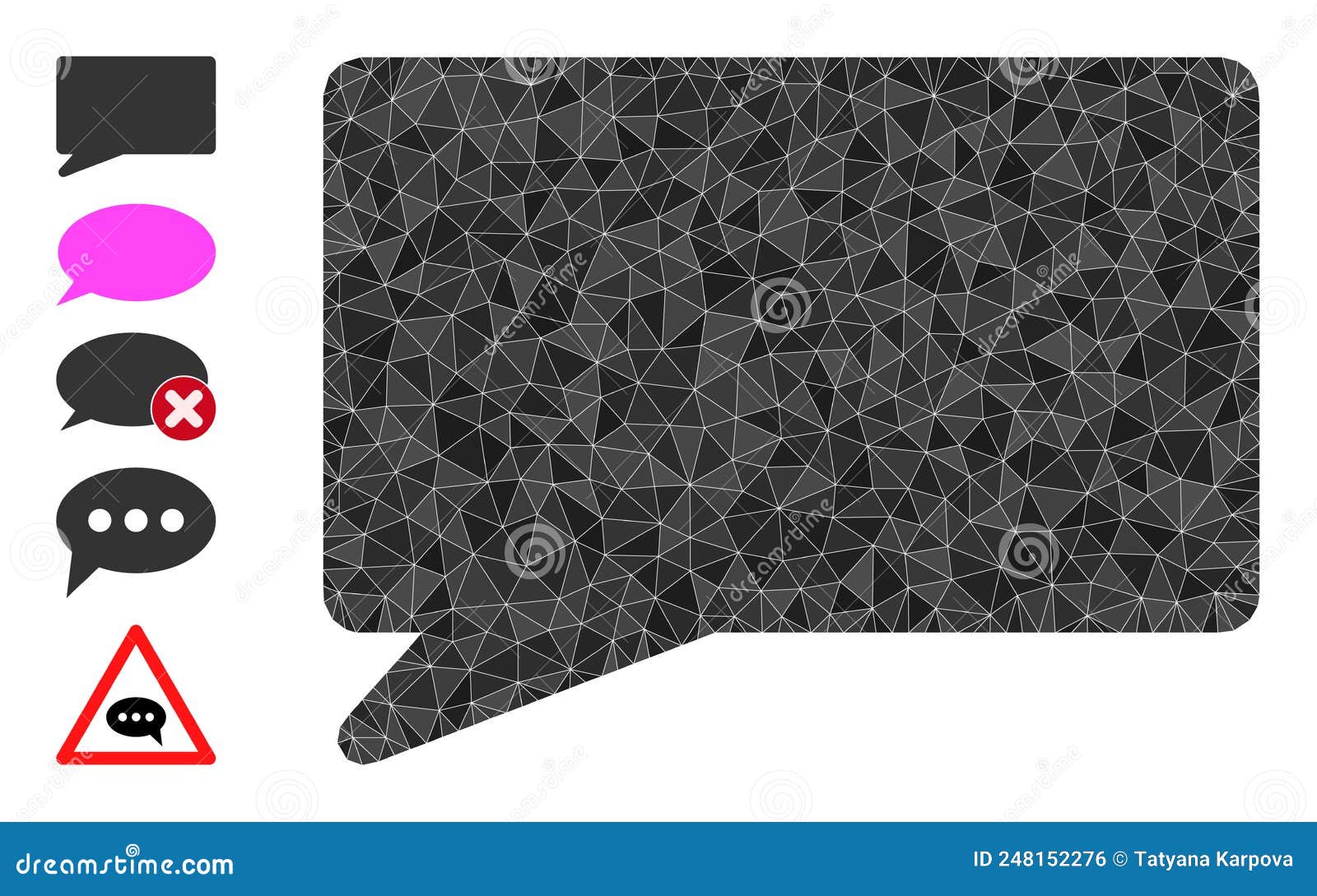 Vector Lowpoly Chat Message Icon and Additional Icons Stock ...