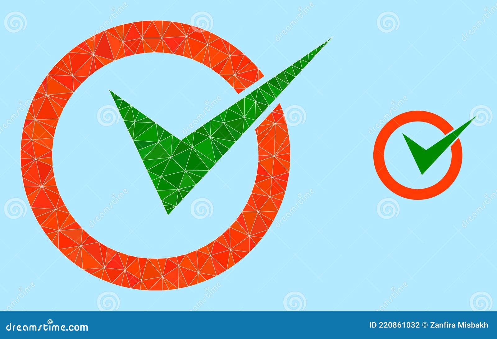 Vector Lowpoly Checkbox Circle Icon Stock Vector - Illustration of mark ...