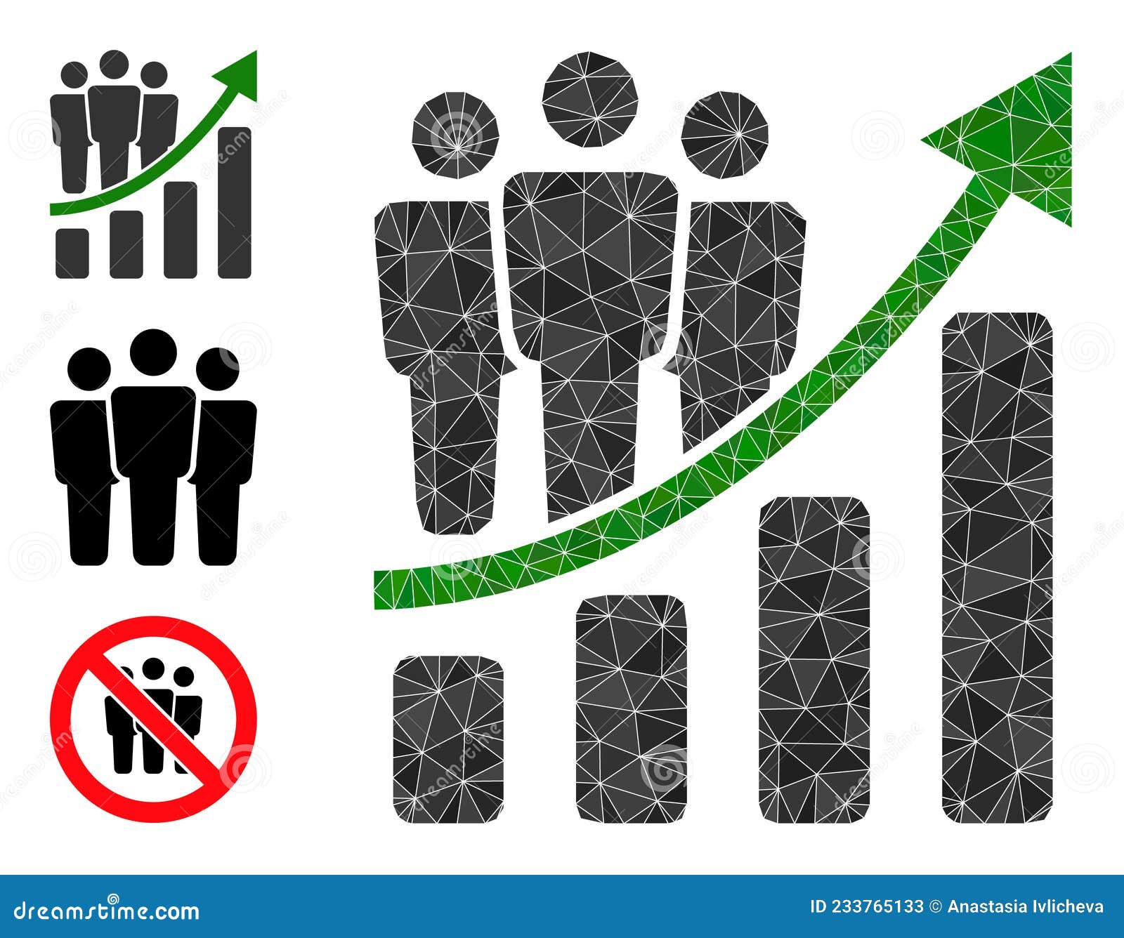 Vector Lowpoly Clients Growth Chart Icon with Similar Icons Stock ...