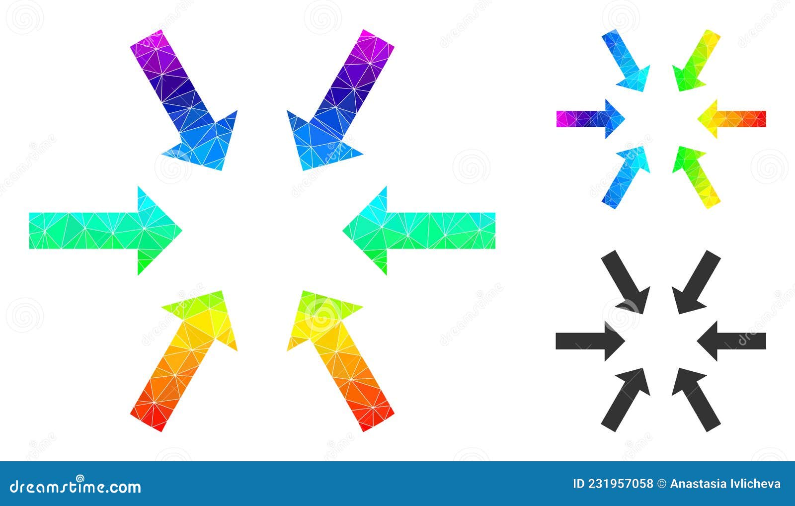 Vector Lowpoly Compact Arrows Icon with Spectrum Gradient Stock Vector ...