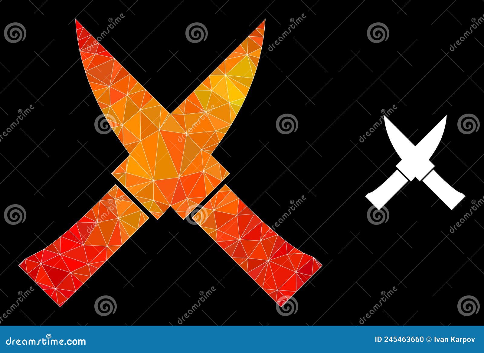 Vector Lowpoly Crossing Knives Icon with Fire Gradient Stock Vector ...