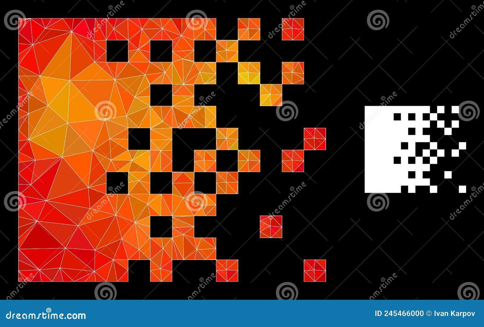 Vector Lowpoly Dissolving Pixels Icon with Orange Colored Gradient ...