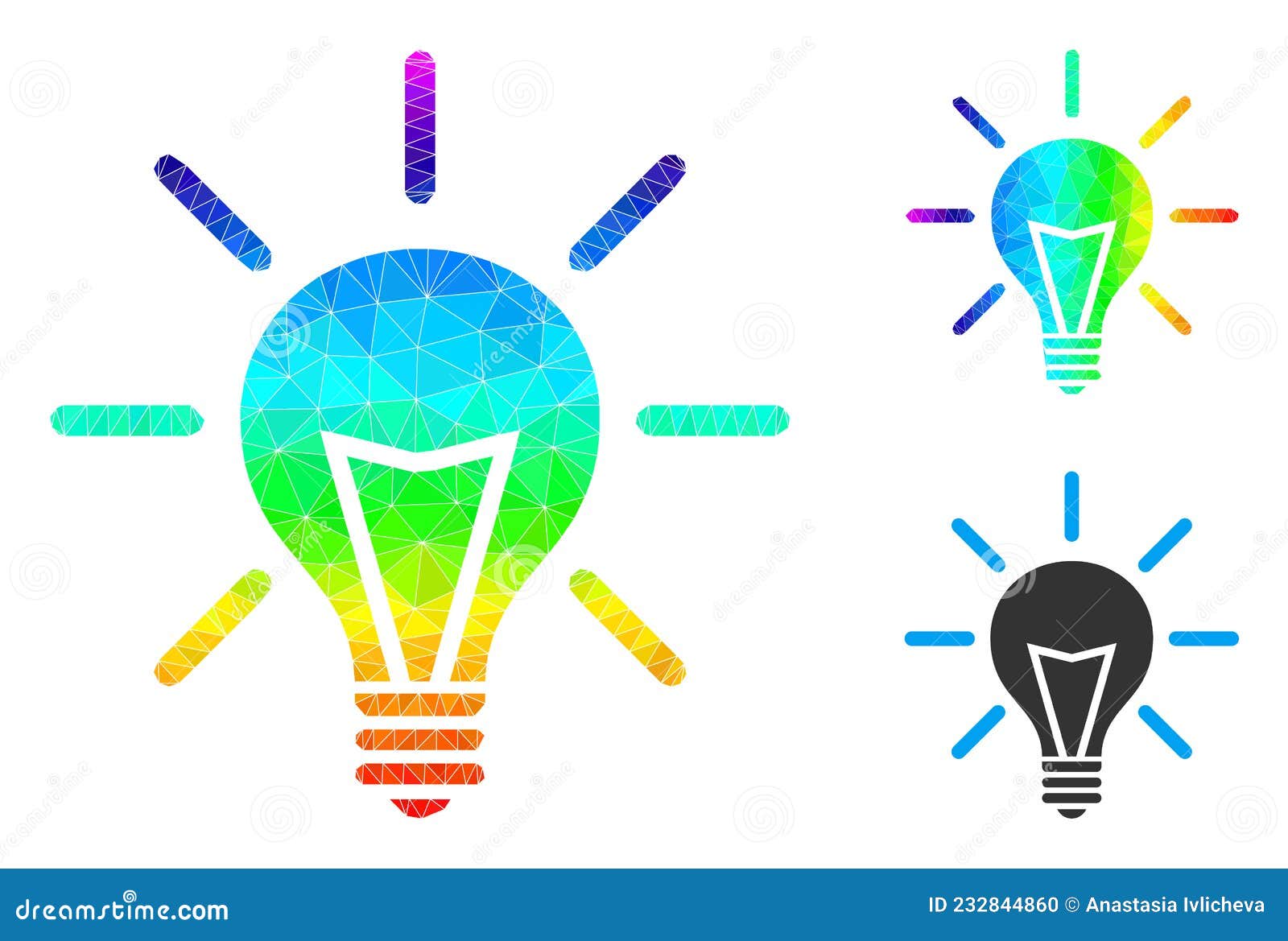 Vector Lowpoly Electric Light Icon with Rainbow Gradient Stock Vector ...