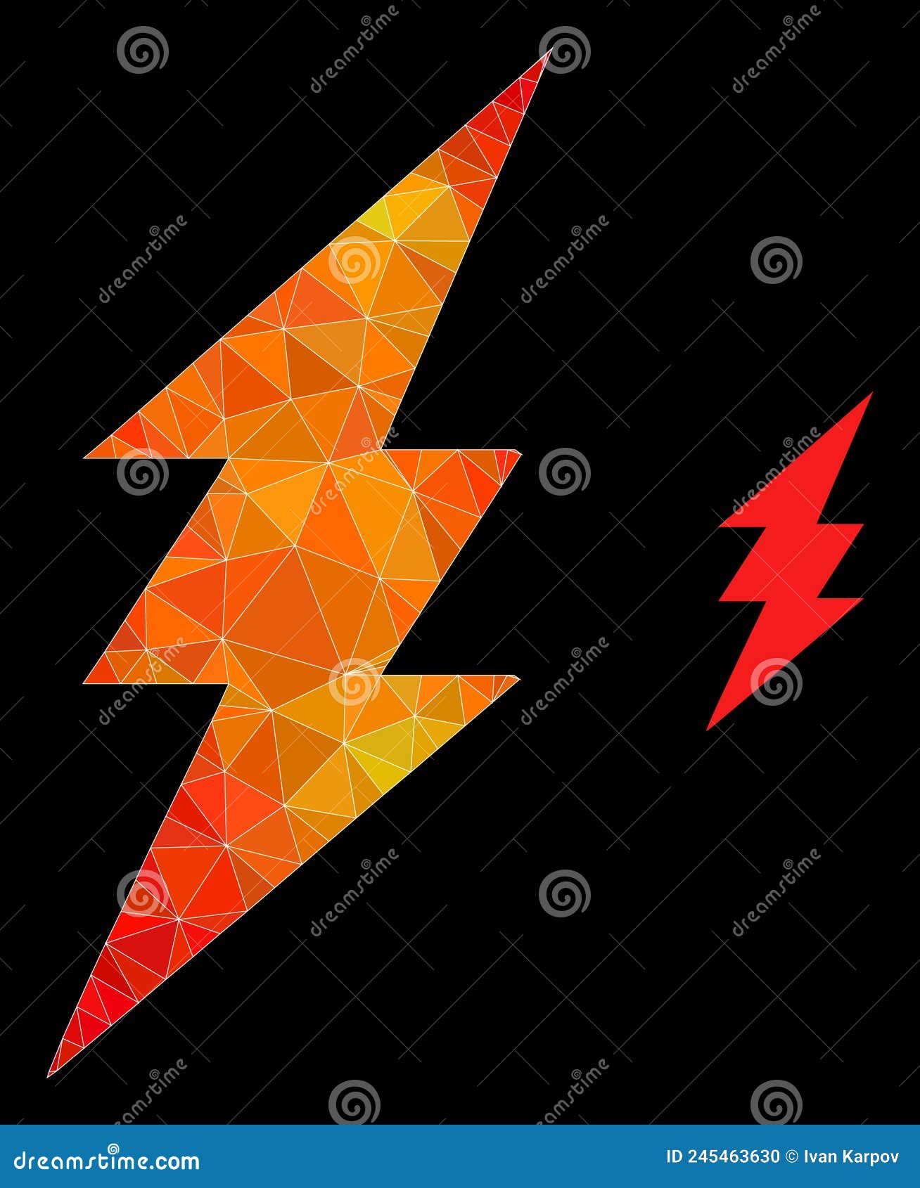 Vector Lowpoly Electric Spark Icon with Flame Gradient Stock Vector ...