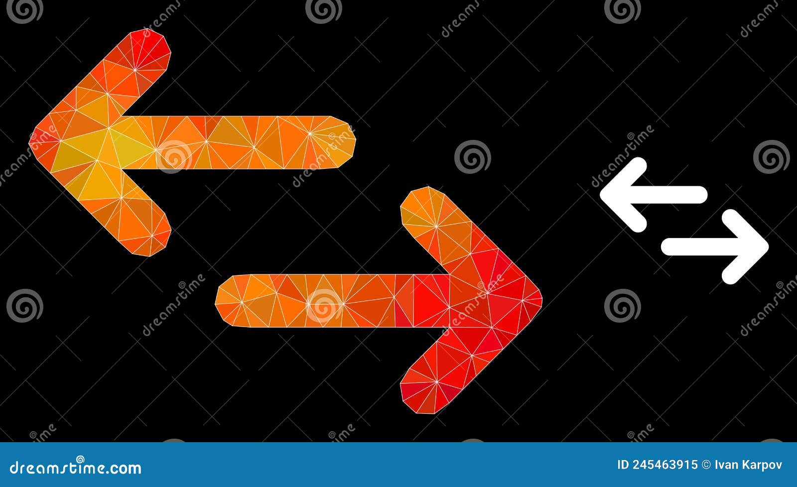 Vector Lowpoly Exchange Arrows Icon with Flame Gradient Stock Vector ...