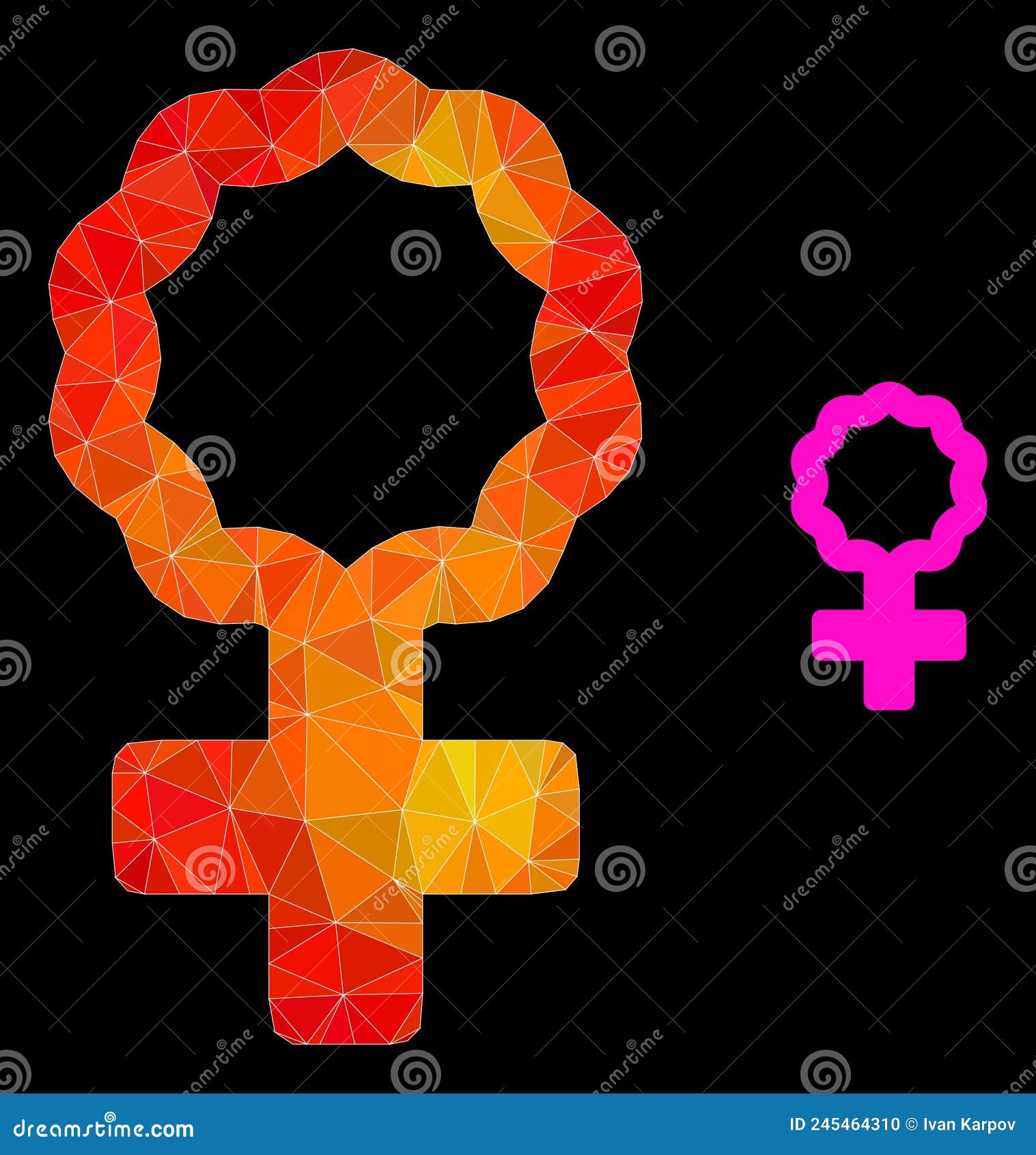 Vector Lowpoly Female Cell Symbol Icon with Flame Gradient Stock Vector ...