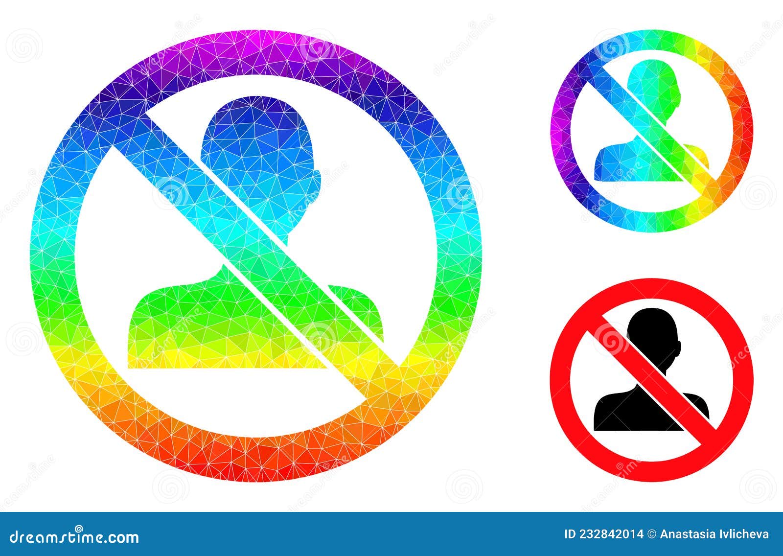 Vector Lowpoly Forbidden Man Icon with Spectral Colored Gradient Stock ...