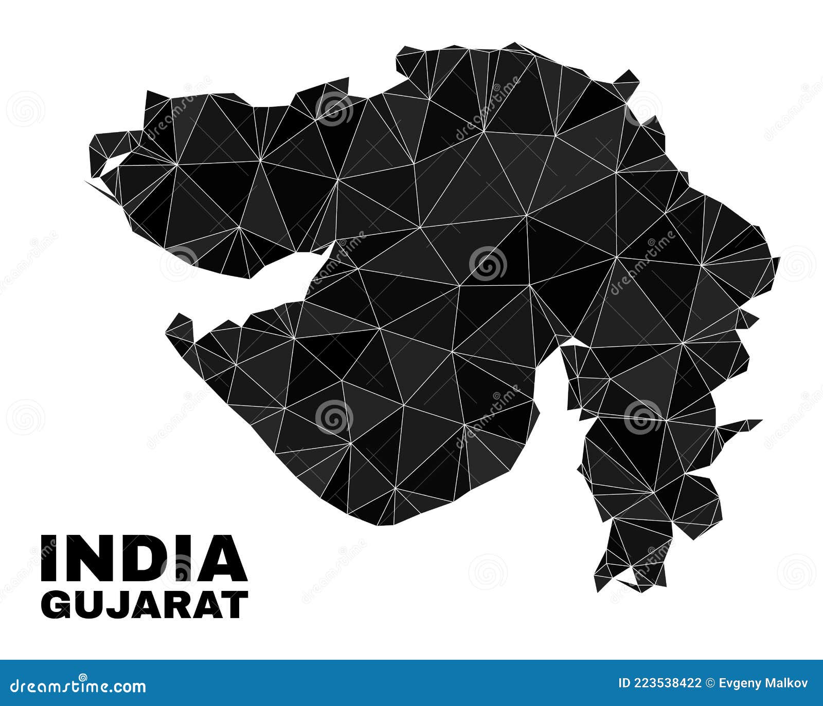Vector Lowpoly Gujarat State Map Stock Vector - Illustration of mesh ...