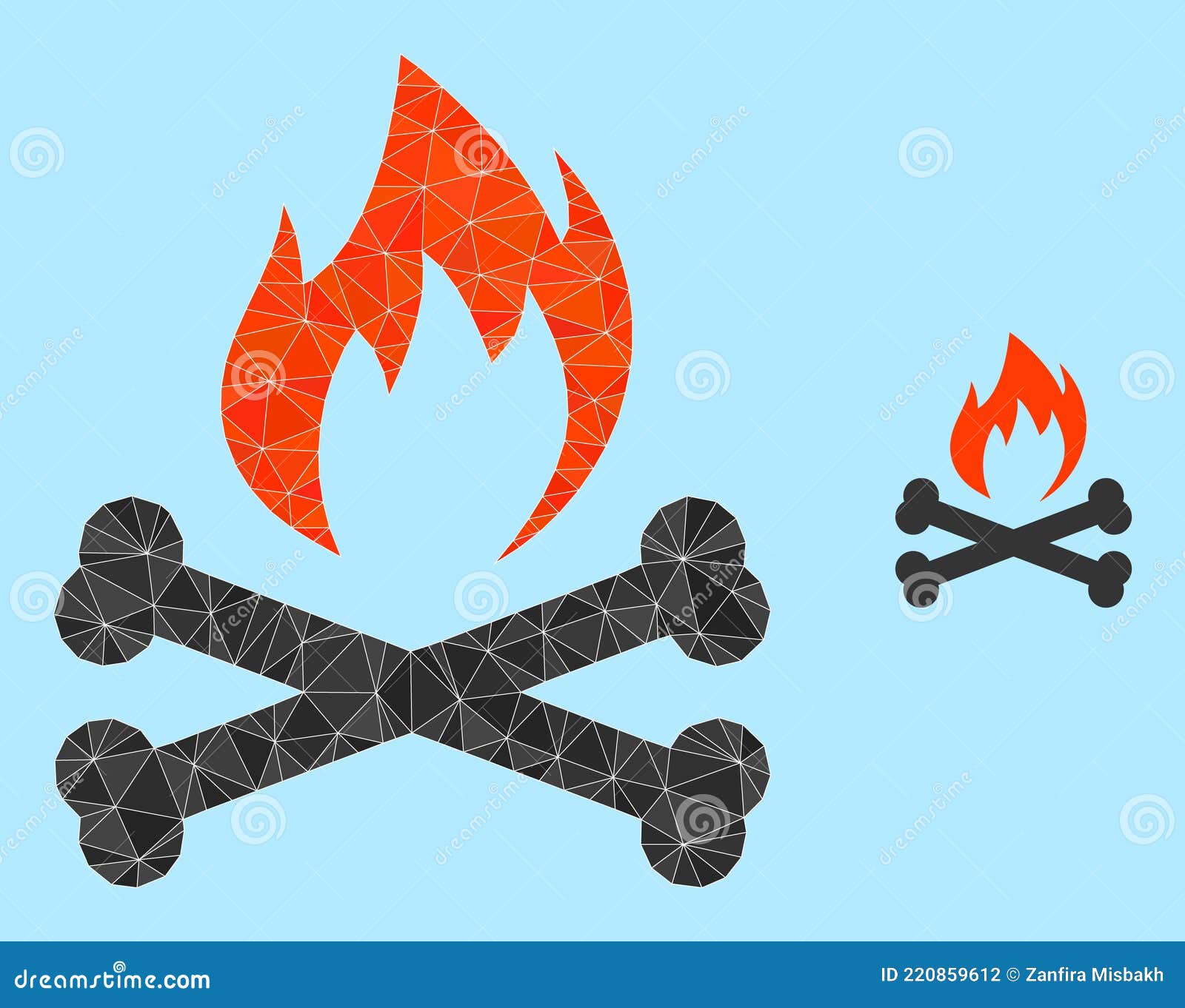 Vector Lowpoly Hell Fire Bones Icon Stock Vector - Illustration of ...
