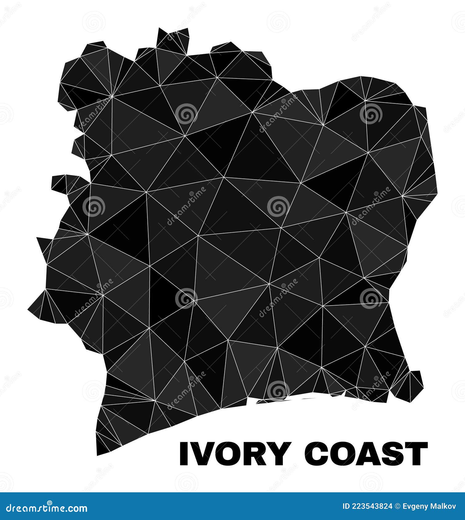 Vector Lowpoly Ivory Coast Map Stock Vector - Illustration of country ...