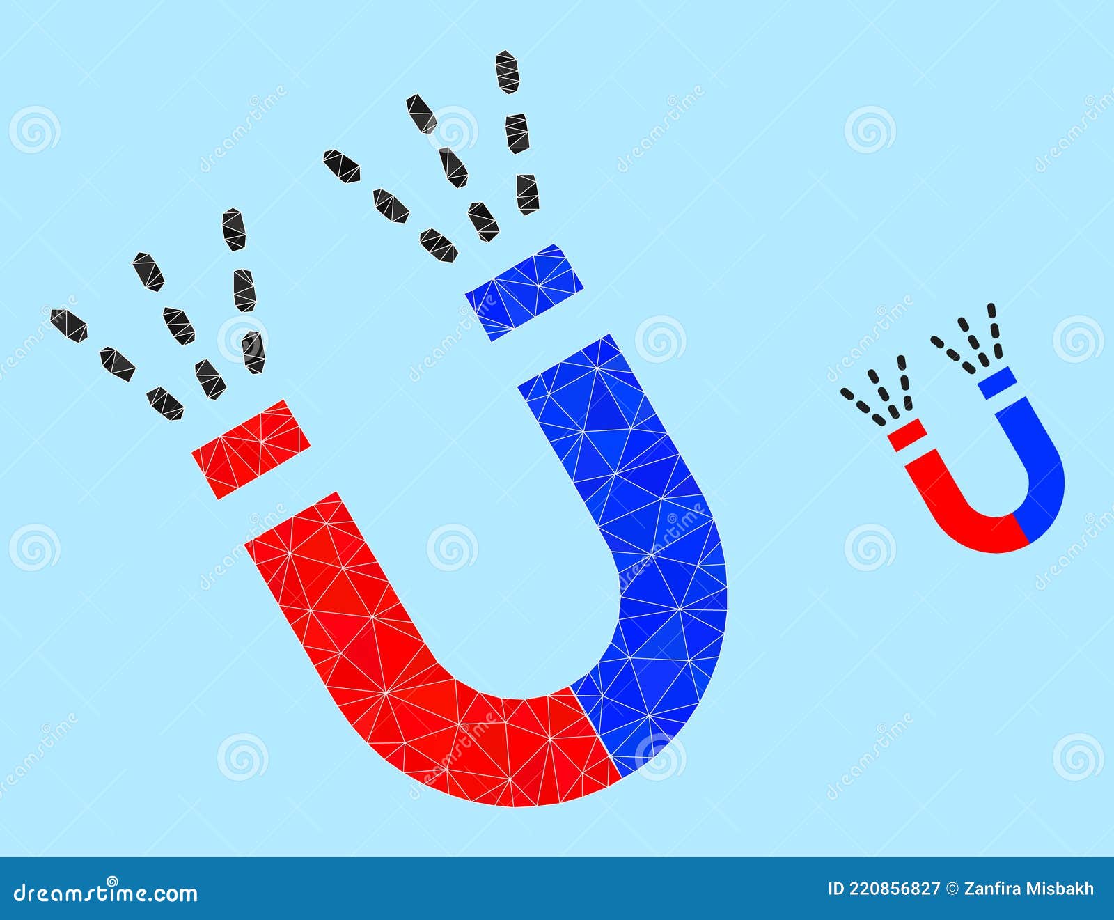 Vector Lowpoly Magnet Force Icon Stock Vector - Illustration of mesh ...