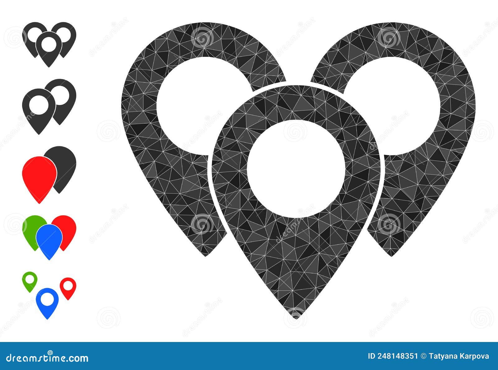 Vector Lowpoly Map Markers Icon and Additional Icons Stock Vector ...