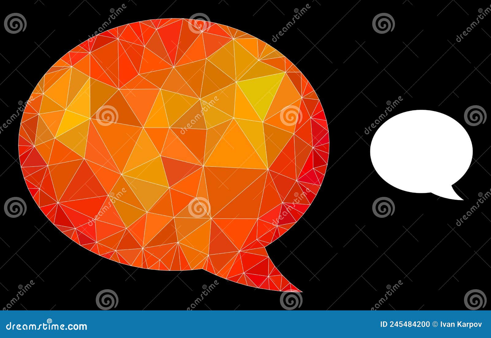 Vector Lowpoly Message Cloud Icon with Orange Colored Gradient Stock ...