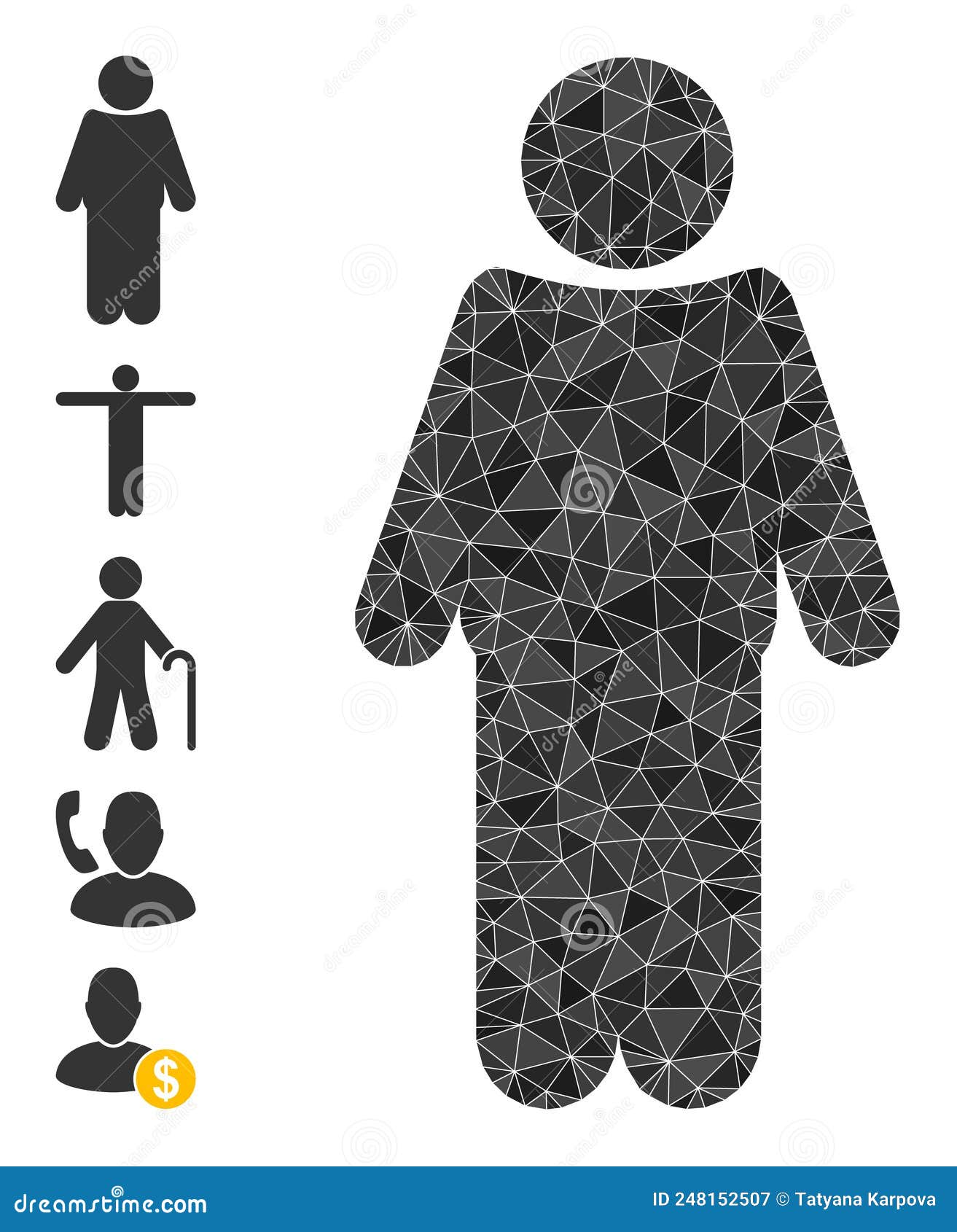 Vector Lowpoly Mister Icon and Bonus Icons Stock Vector - Illustration ...