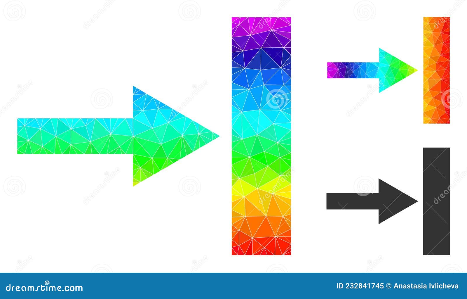 Vector Lowpoly Move Right Icon with Spectral Colored Gradient Stock ...